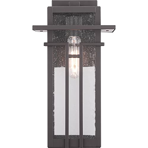 Progress Lighting Boxwood Collection 1-Light Clear Seeded Glass Craftsman Outdoor Medium Wall Lantern Light Antique Bronze , 14.13x7.63x7.63