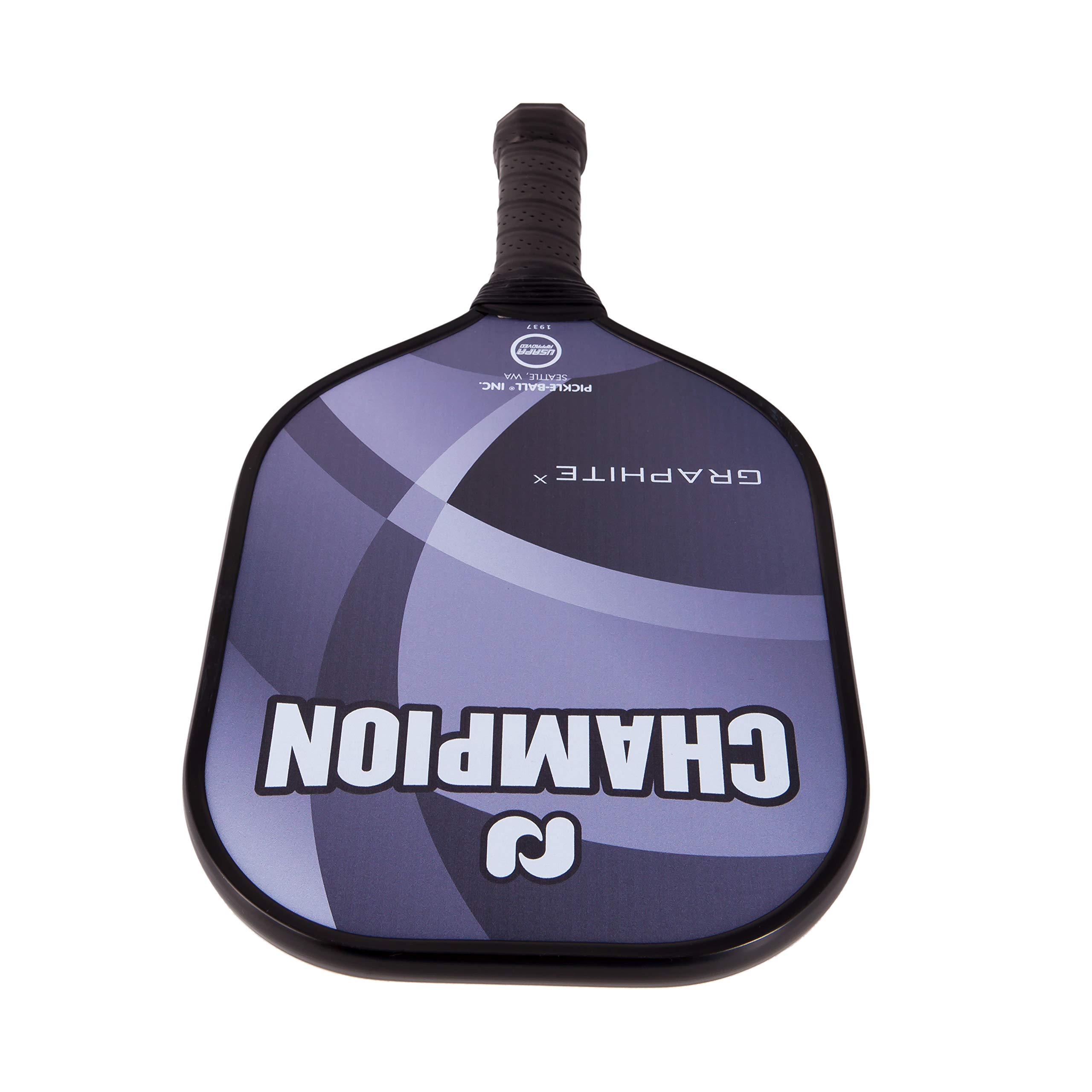 Pickleball, Inc. Champion Graphite X Pickleball Paddle | X Widebody Traditional Forgiving Shape | Standard Grip | Polymer Honeycomb Core and Graphite Face | Grey