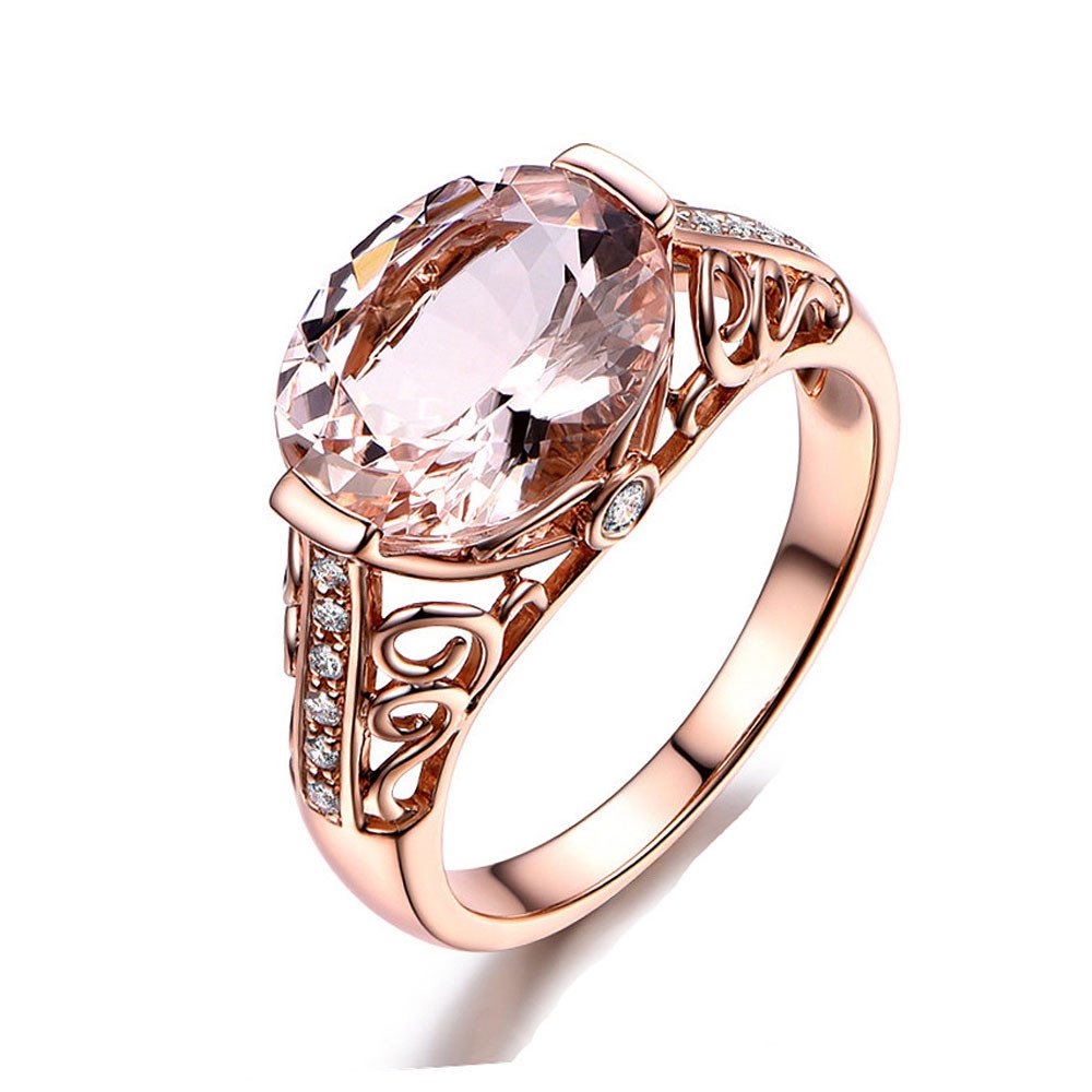 Rings Gift, Clearance Gemstone Ring Rose Gold Rings for Women Luxury Copper Gemstone Ring Jewelry Wedding (Size:8, Rose Gold)
