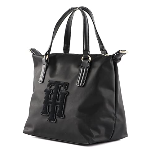 Tommy Hilfiger Women POPPY SMALL TOTE APPLIQUE Tote, Black, One Size