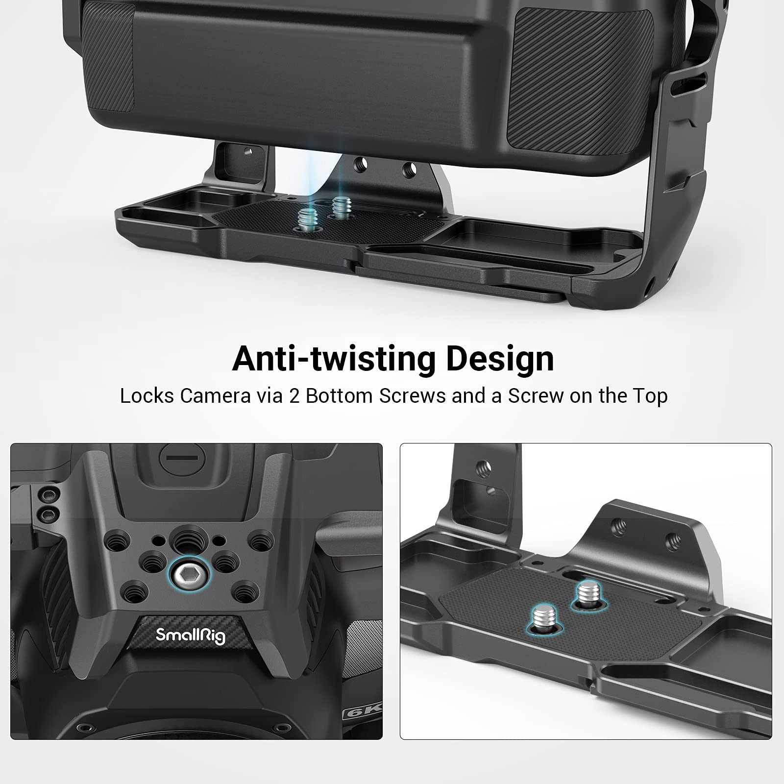 SmallRig Battery Grip Compatible Cage Only for BMPCC 6K Pro / 6K G2, Comes with Built-in NATO Rail & Locating Holes for ARRI and Cold Shoe Mount - 3382