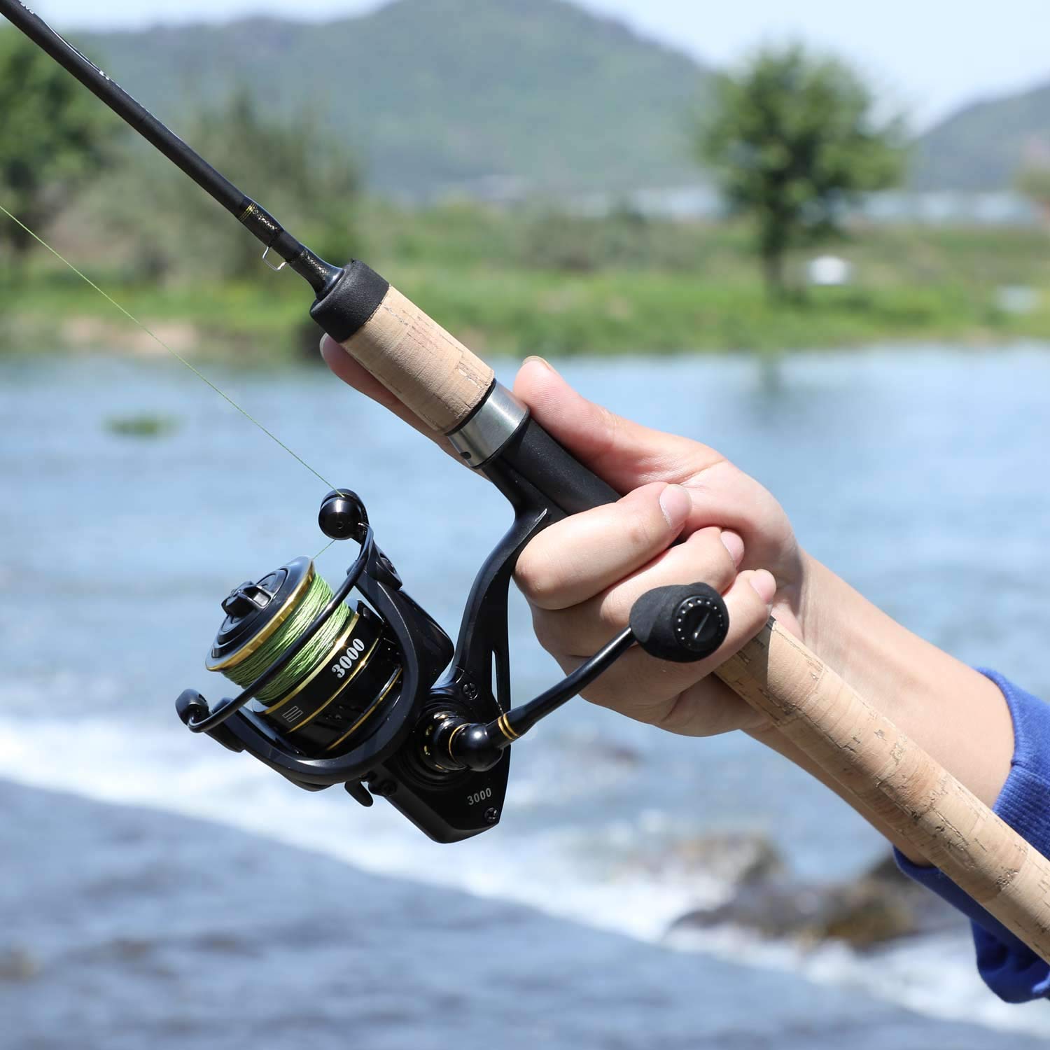 Sougayilang Fishing Rods Graphite Lightweight Ultra Light Trout Rods 2 Pieces Cork Handle Crappie Spinning Fishing Rod
