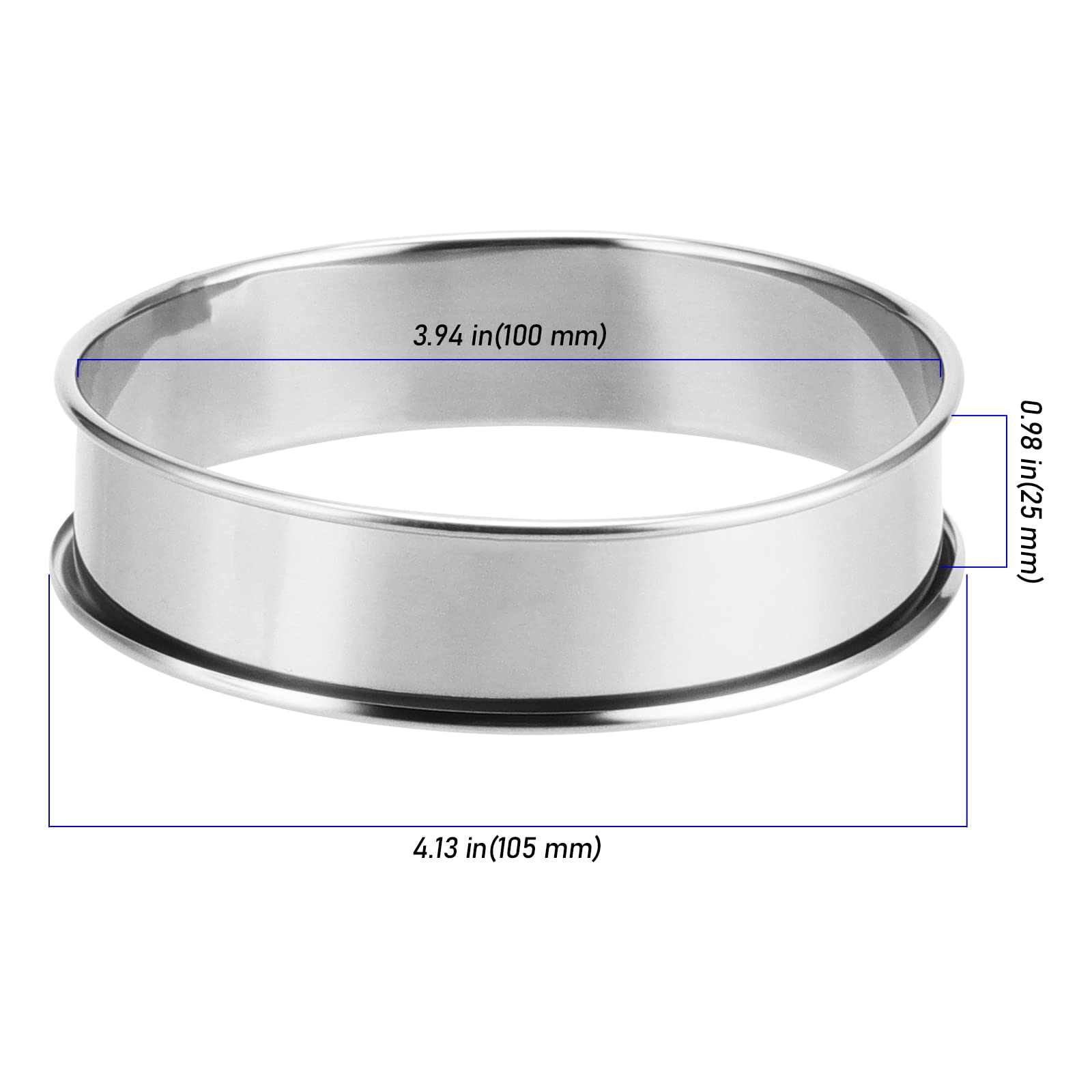 ZEONHEI 8 PCS 4 Inch English Muffin Ring, Stainless Steel Crumpet Rings, Double Rolled Tart Rings for Baking Fluffy Muffins, Eggs, Pancakes, Pastry