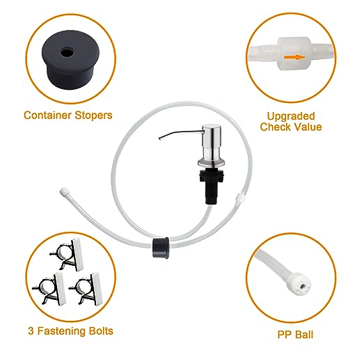 Sink Soap Dispenser, Kichen Sink Soap Dispenser, Good Suction Power, 47" Extension Tube kit, Under Sink Soap Dispenser Pump, No Need More Refills(Brushed Nickel)
