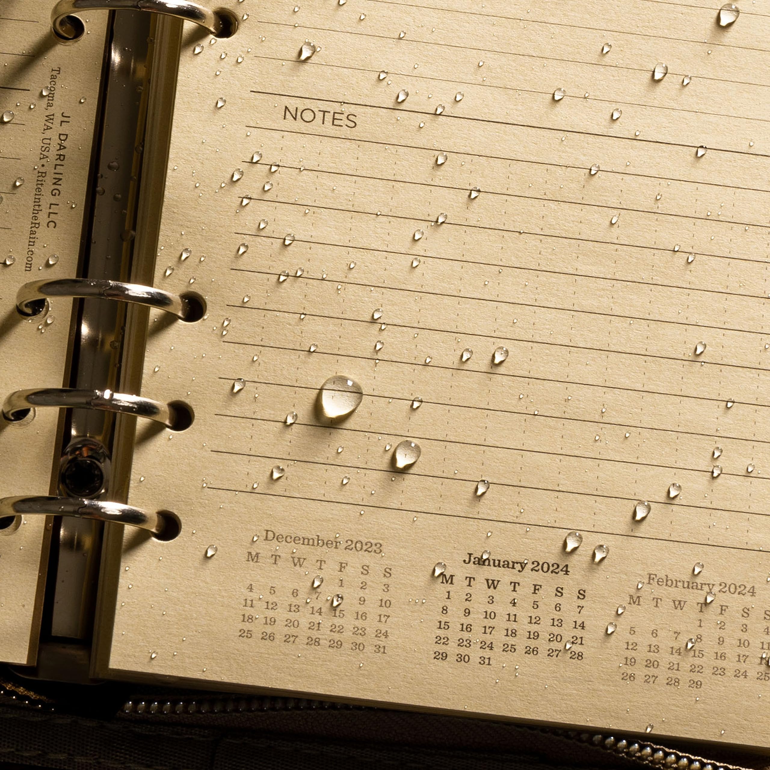 Rite in the Rain 2024 Dated Weekly Loose Leaf Calendar Set, 5β x 7β, Tan Sheets, 365 Days (No. PL2024W)