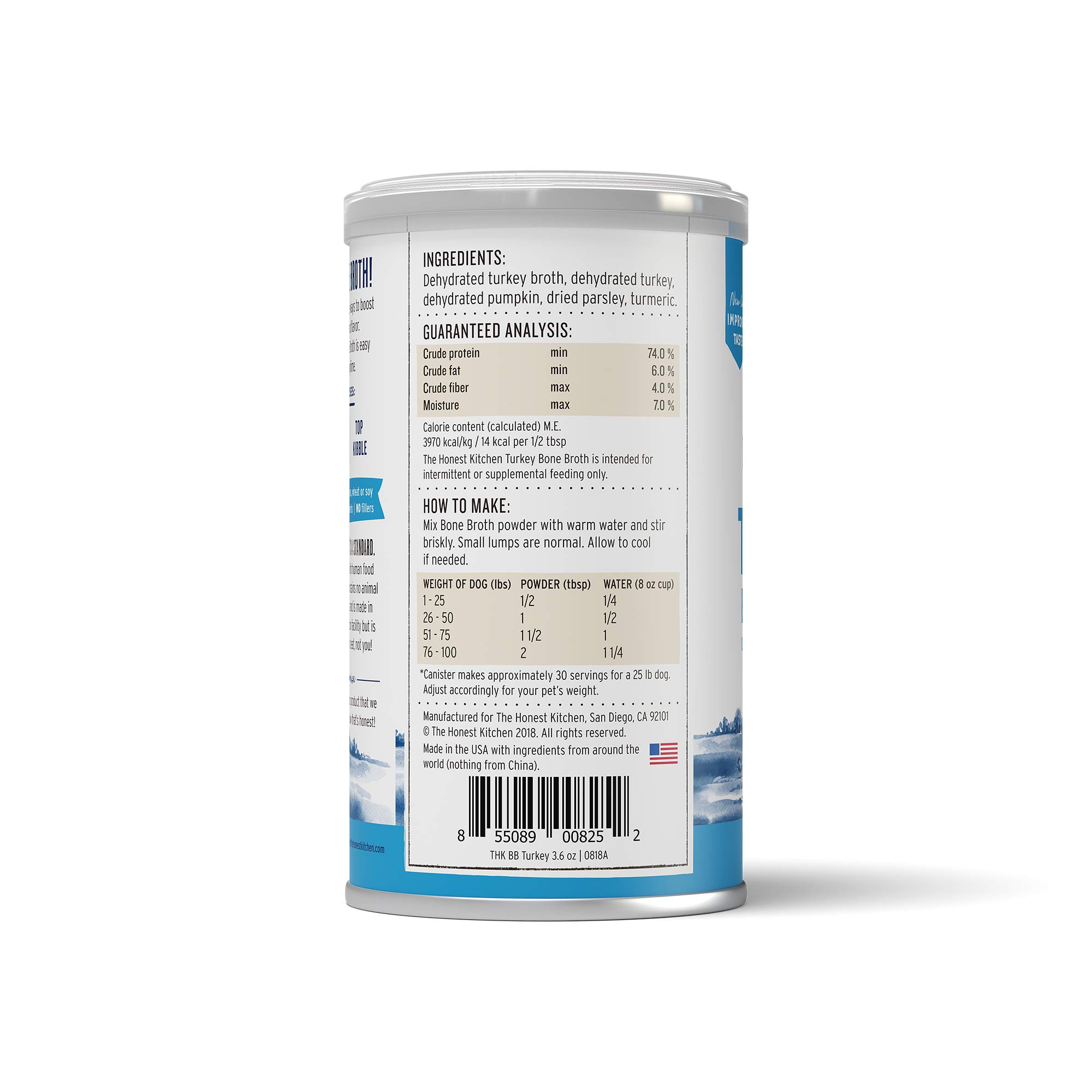 The Honest Kitchen Daily Boosters: Instant Turkey Bone Broth With Turmeric, 3.6 Oz