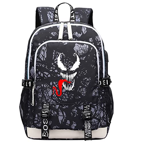 Piatek Youth Venom Knapsack-Waterproof Canvas Casual Daypack Lightweight Laptop Bag with USB Charging Port
