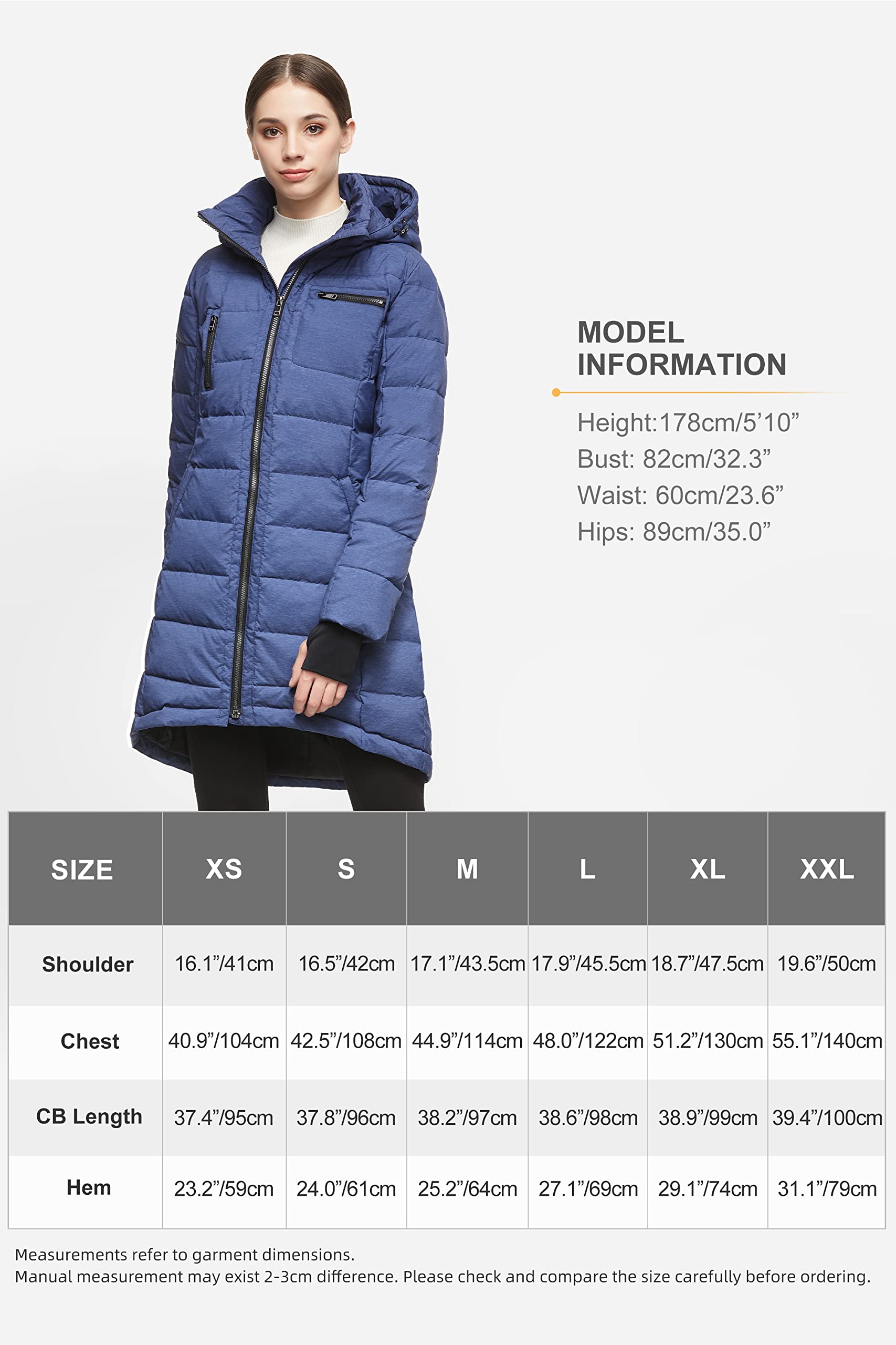 Orolay Women's Down Jacket Coat Mid-Length Darkgrey M
