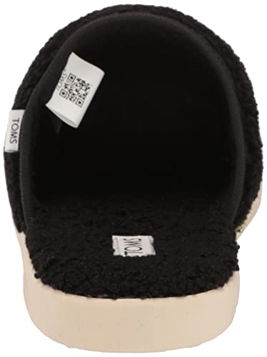 TOMS Men's Harbor Slipper, Black Faux Shearling, 10.5