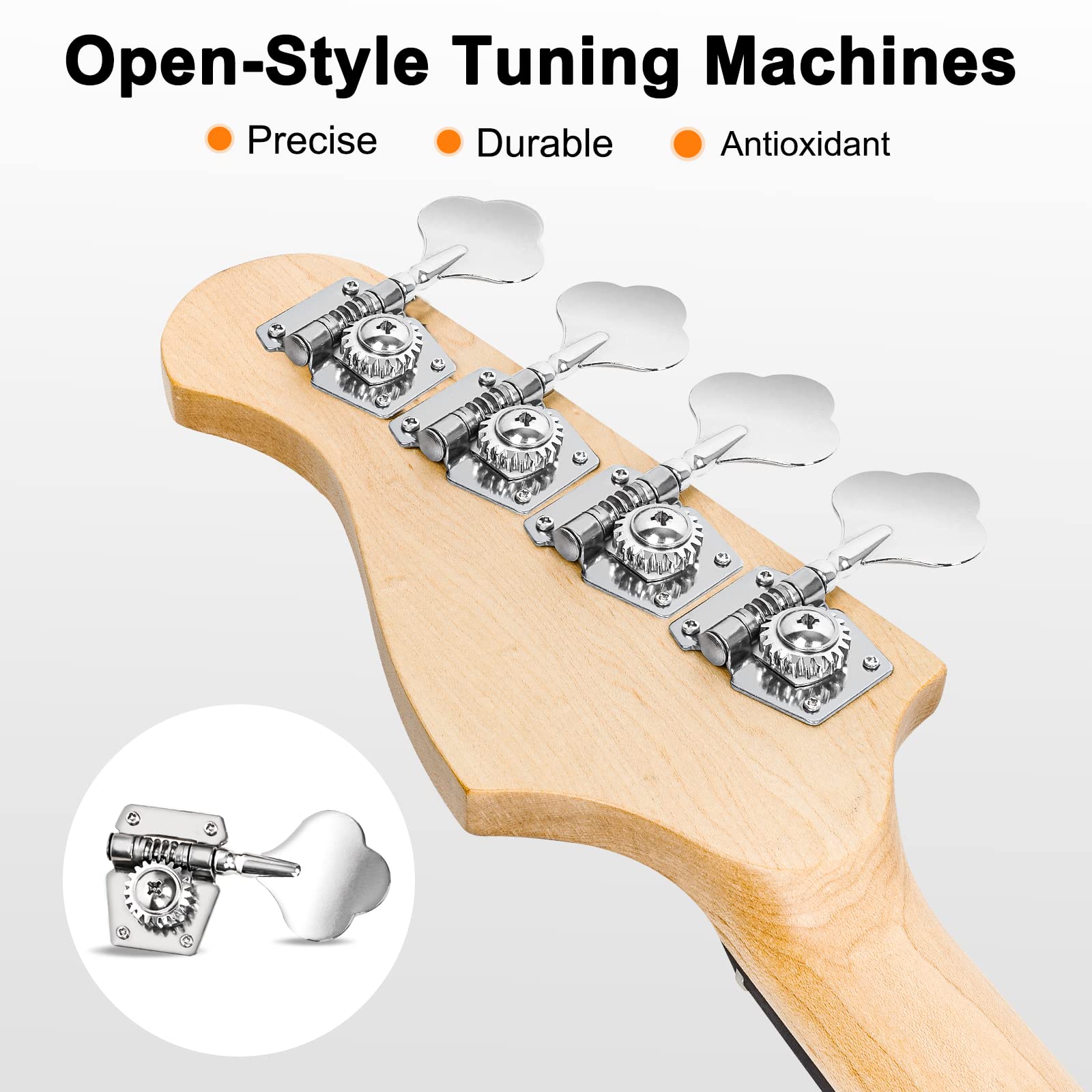 Vangoa Electric Bass Guitar Full Size 4 Strings Standard Bass PB Style Beginner Kit Sunburst for Starter Adults Kids with Gig Bag Cable Extra Strings Strap