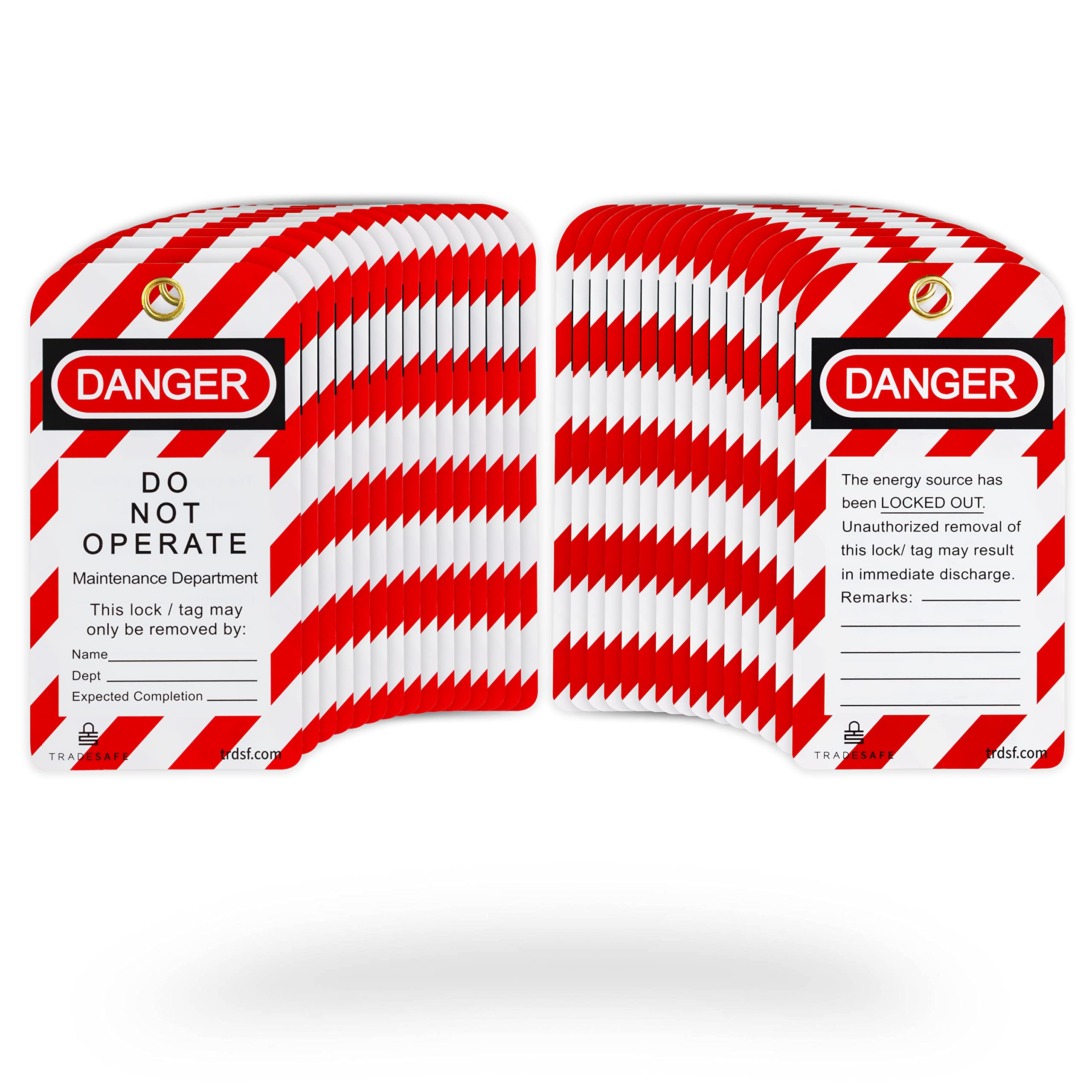 TRADESAFE Lockout Tagout Tags - 30 Danger Do Not Operate Tags with 30 Zip Ties, Premium 32 mil Vinyl, OSHA Compliant Loto Tags for Lock Out Tag Out, Equipment Repair