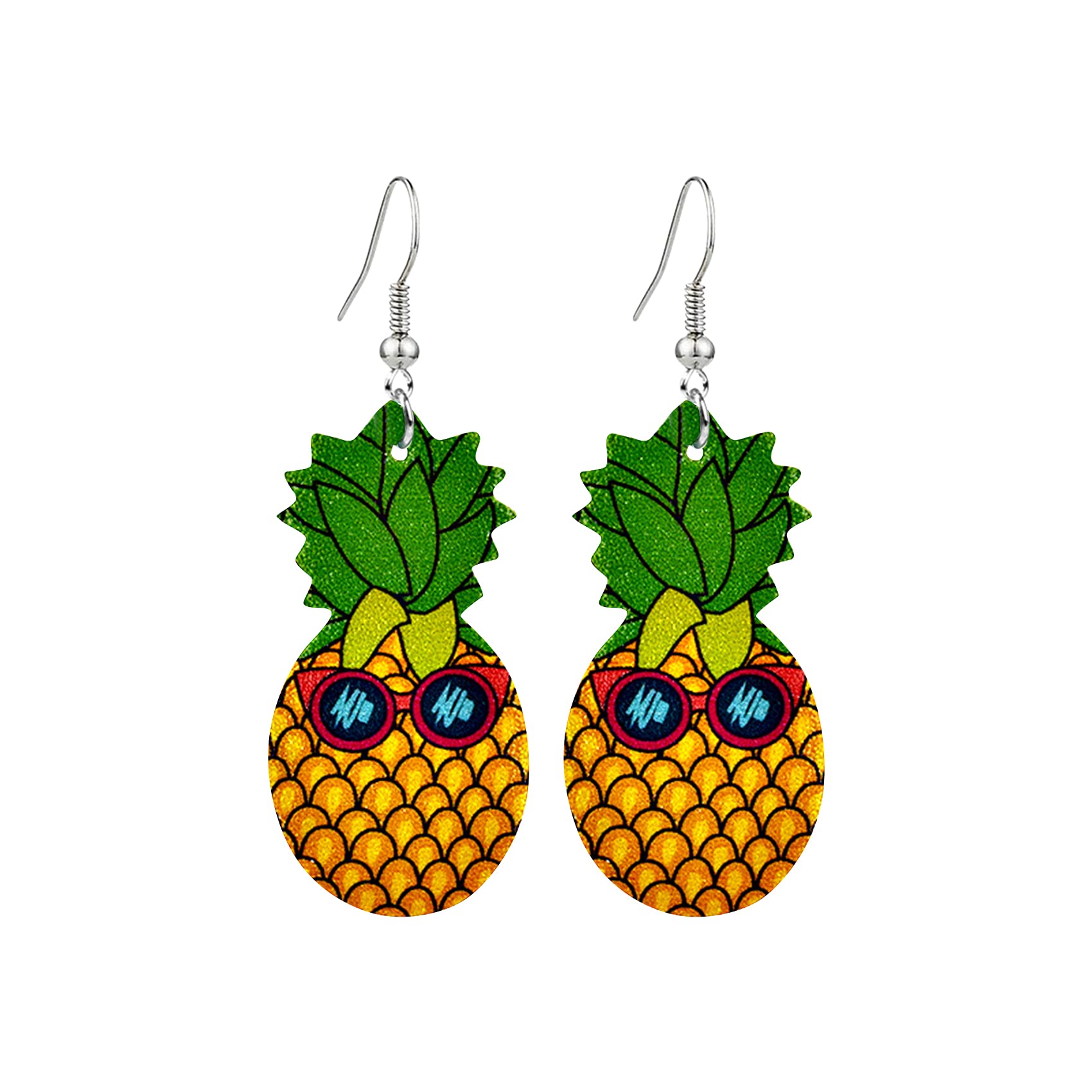 Vanjewnol Cute Pineapple Earrings Lightweight Faux Leather Earrings for Women E02A