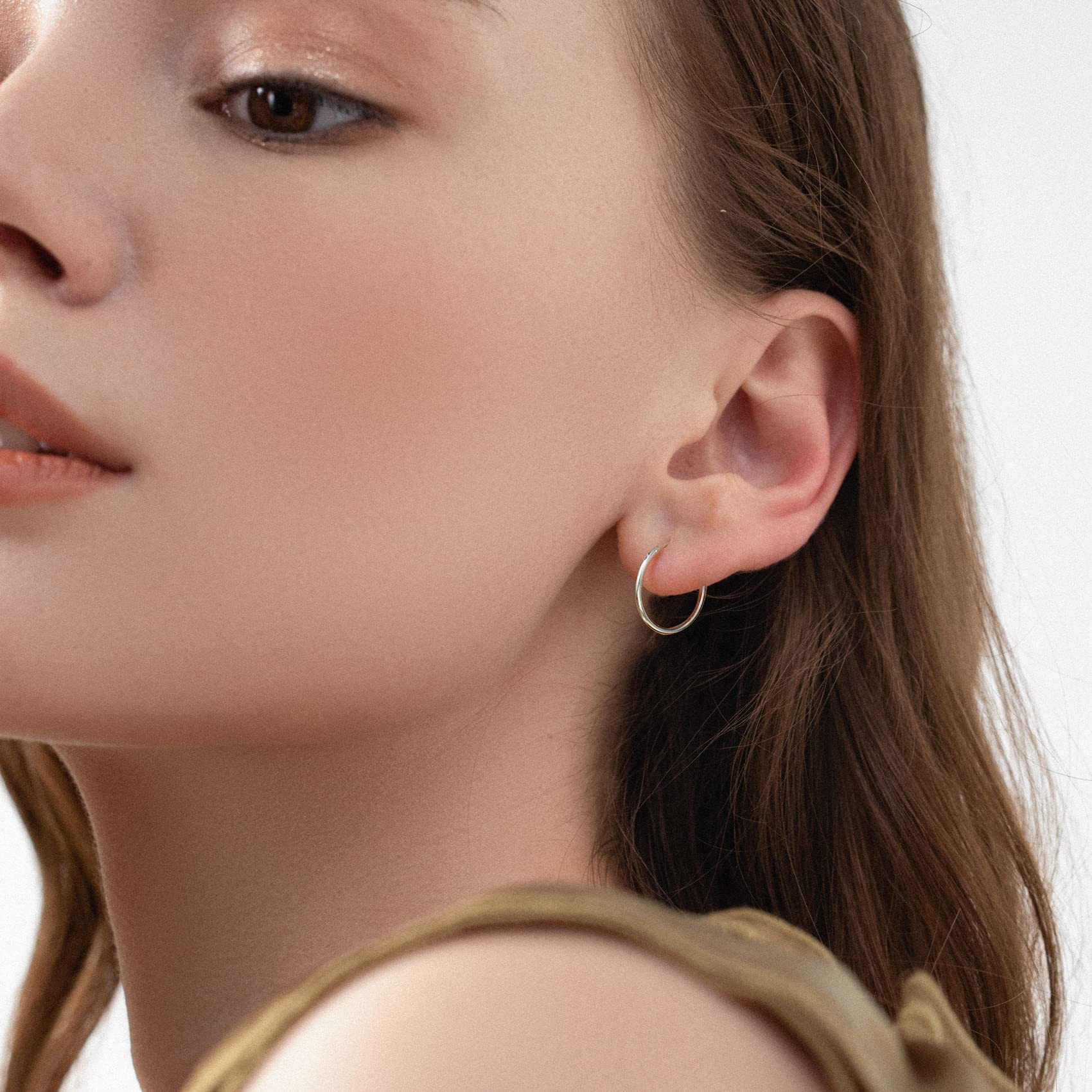 Thin 925 Sterling Silver Hoop Earring For Women Girls Men Hypoallergenic 16MM Lightweight Hoops