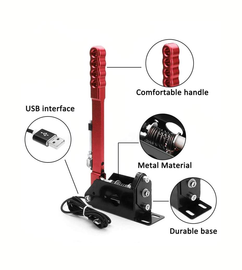 Pnndee 14 Bit PC SIM USB Handbrake with Clamp for Racing Games G25/27/29 T500 FANATECOSW Dirt Rally (red)