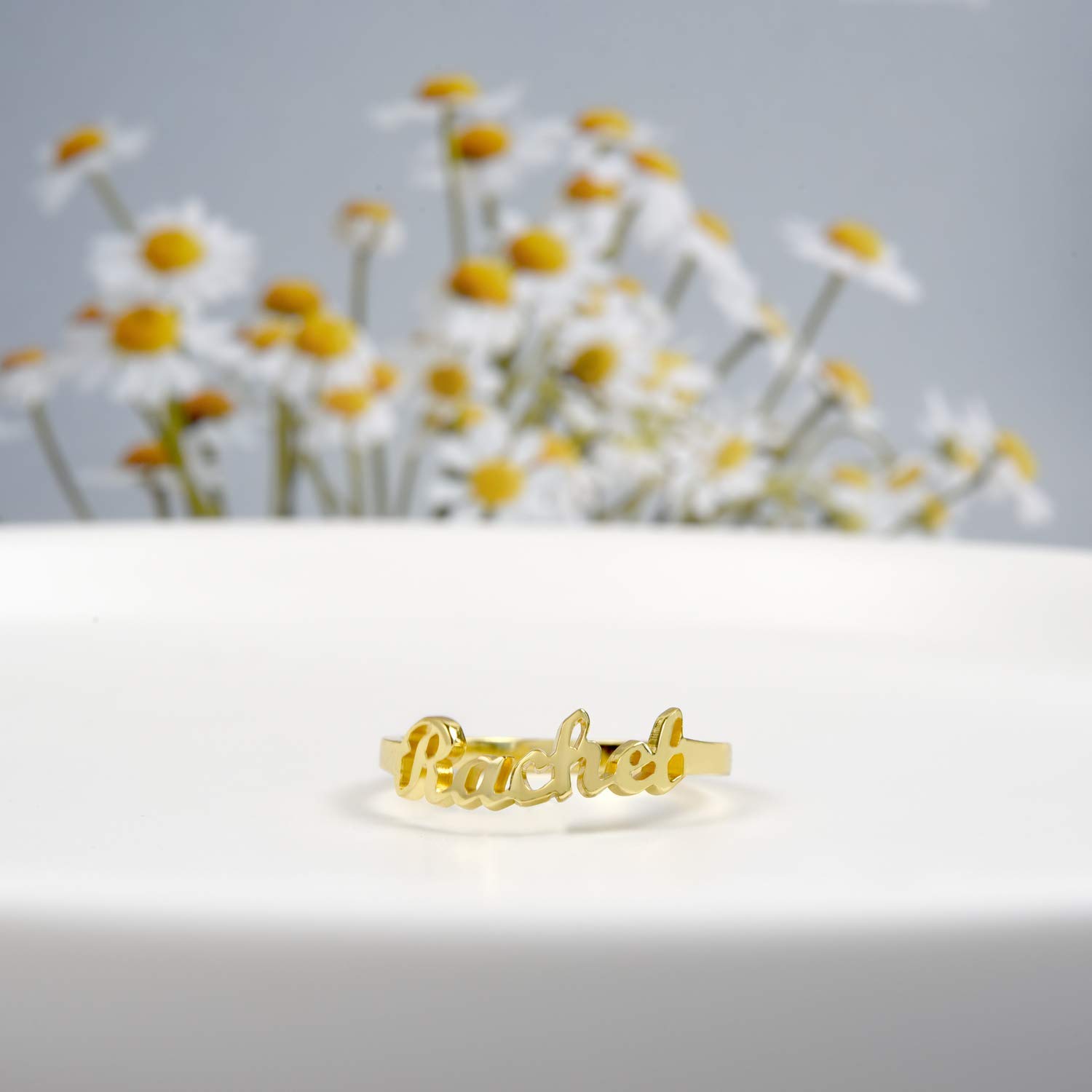 Pullan Personalized 925 Sterling Silver Name Ring Customize One, Two, Three Names Promise Ring for Women