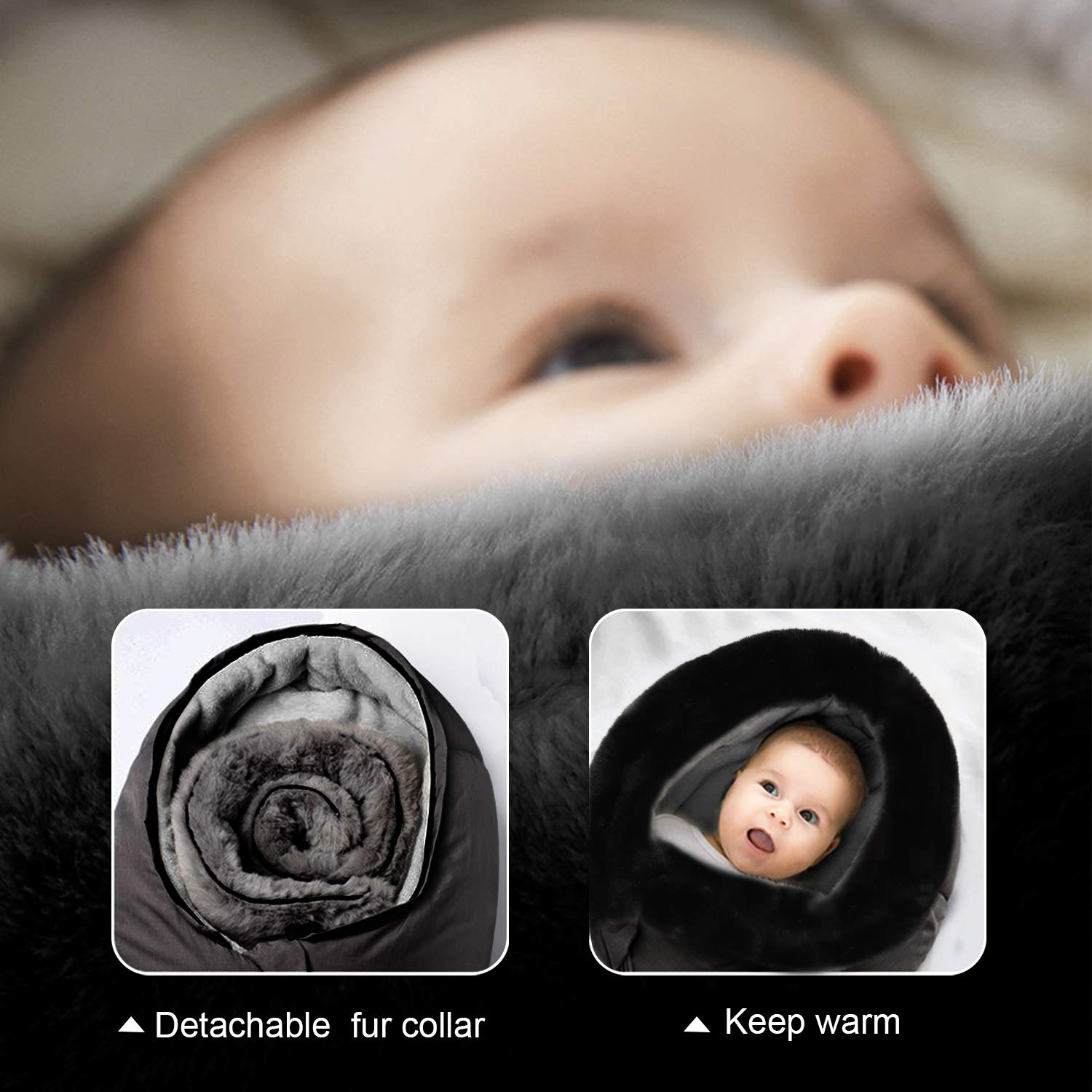 Orzbow Fur Collar Baby Stroller Sleeping Bag Newborn Sleep Sack Thicken Warm Infant Sleepsacks Keep Warm Waterproof Windproof