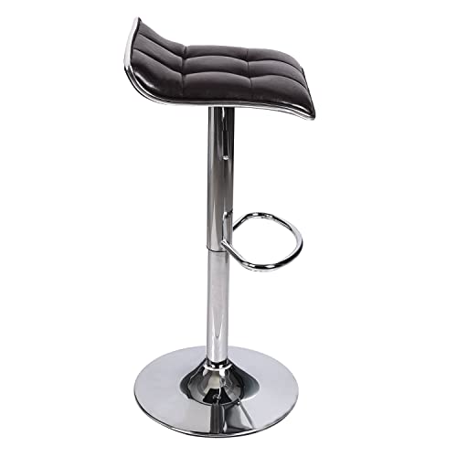 Puluomis Set of 2, Adjustable Swivel Gas Lift Barstools, PU Leather with Chrome Base, Brown