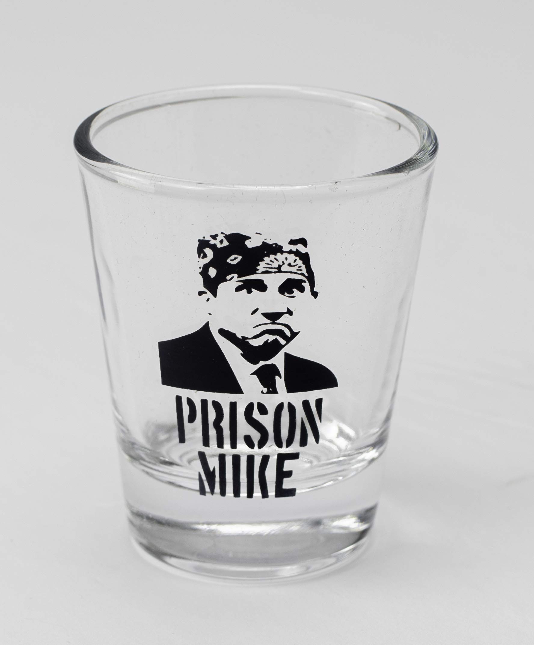 The Office 4 Piece Shot Glass Set (Dunder Mifflin, Prison Mike, Schrute Farms, and Bears, Beets, Battlestar Galactica))