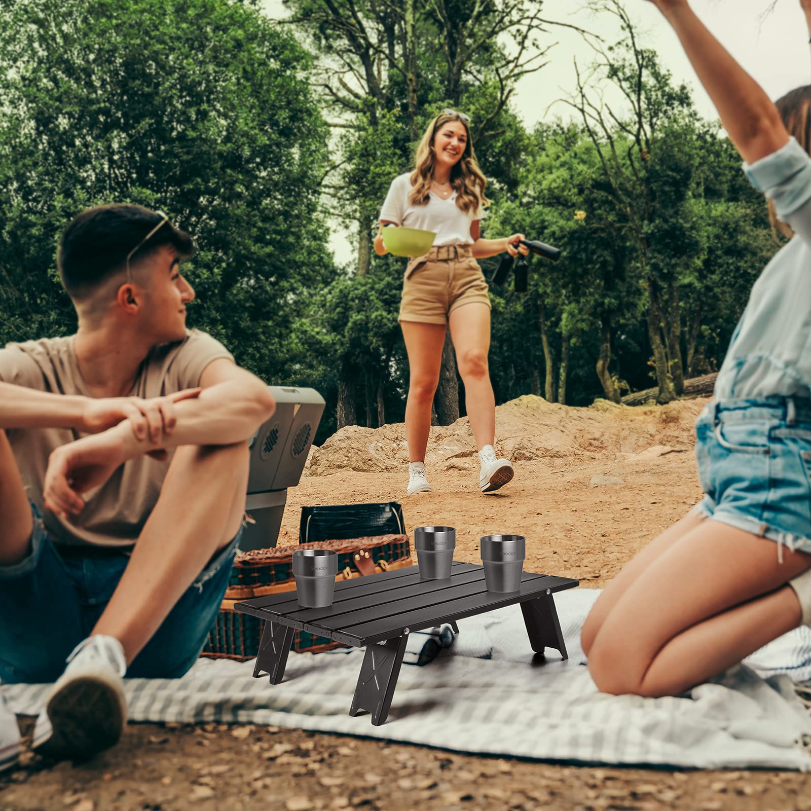 Small Beach Table Folding Aluminium Mini Picnic Table with Carrying Bag Ultralight Compact Portable for Camping Hiking Travel Fishing Accessories