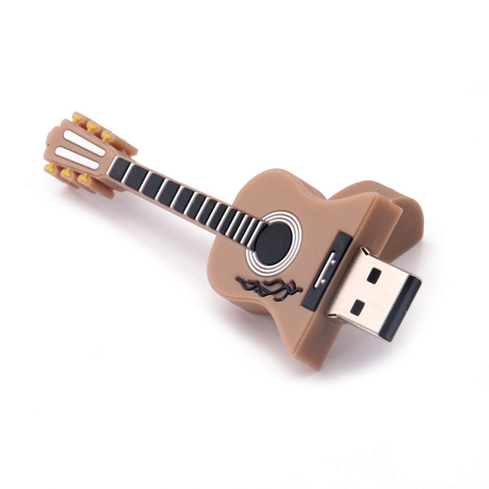 schicj133mm Creative USB Flash Drive Gift,4GB 8GB 16GB 32GB 64GB Capacity Mini Guitar Memory Storage U Disk,for School, Office, Photos, Videos, Music and Other Files Brown 64G