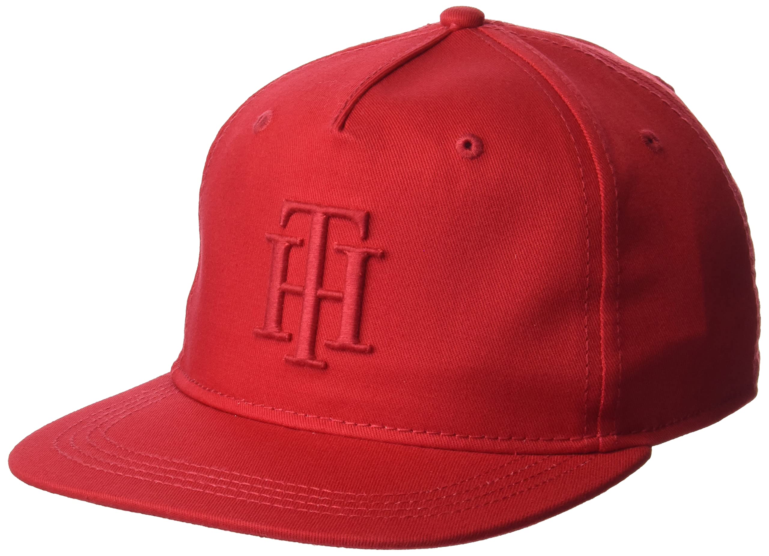 Tommy Hilfiger Men's Signature Flat Brim Baseball Cap, Vanilla, OS