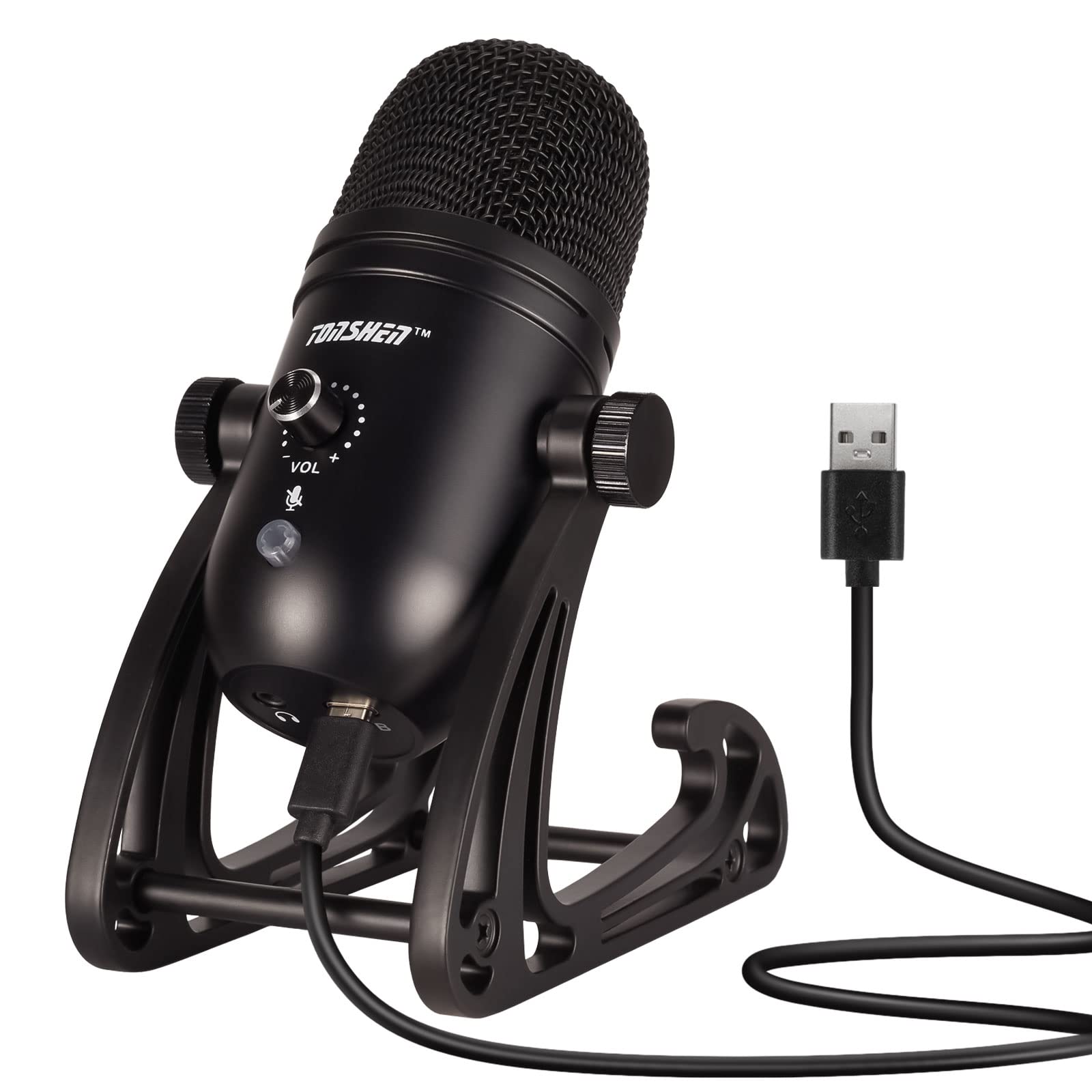 Tonshen USB Podcast Microphone Condenser Microphone for PC and Laptop Podcast Equipment Bundle Gaming Mic Studio Microphone for Singing, Vocal Recording, Streaming Supercardioid Pickup Pattern