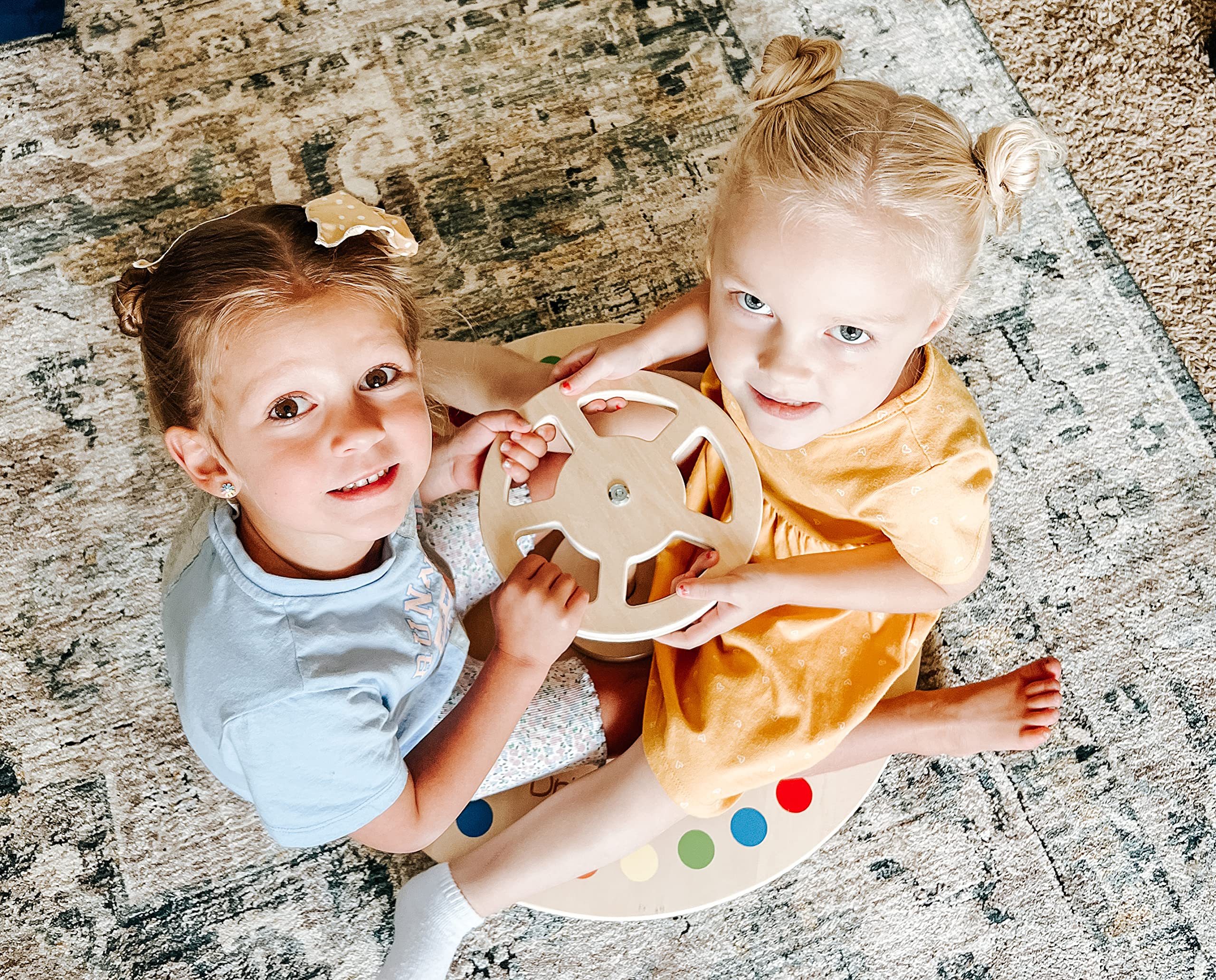 Wooden Spinner Seat - Sit and Spin - Bigger Size - Classic Spinning Activity Toy for Toddlers & Kids All Ages (Patent Pending)