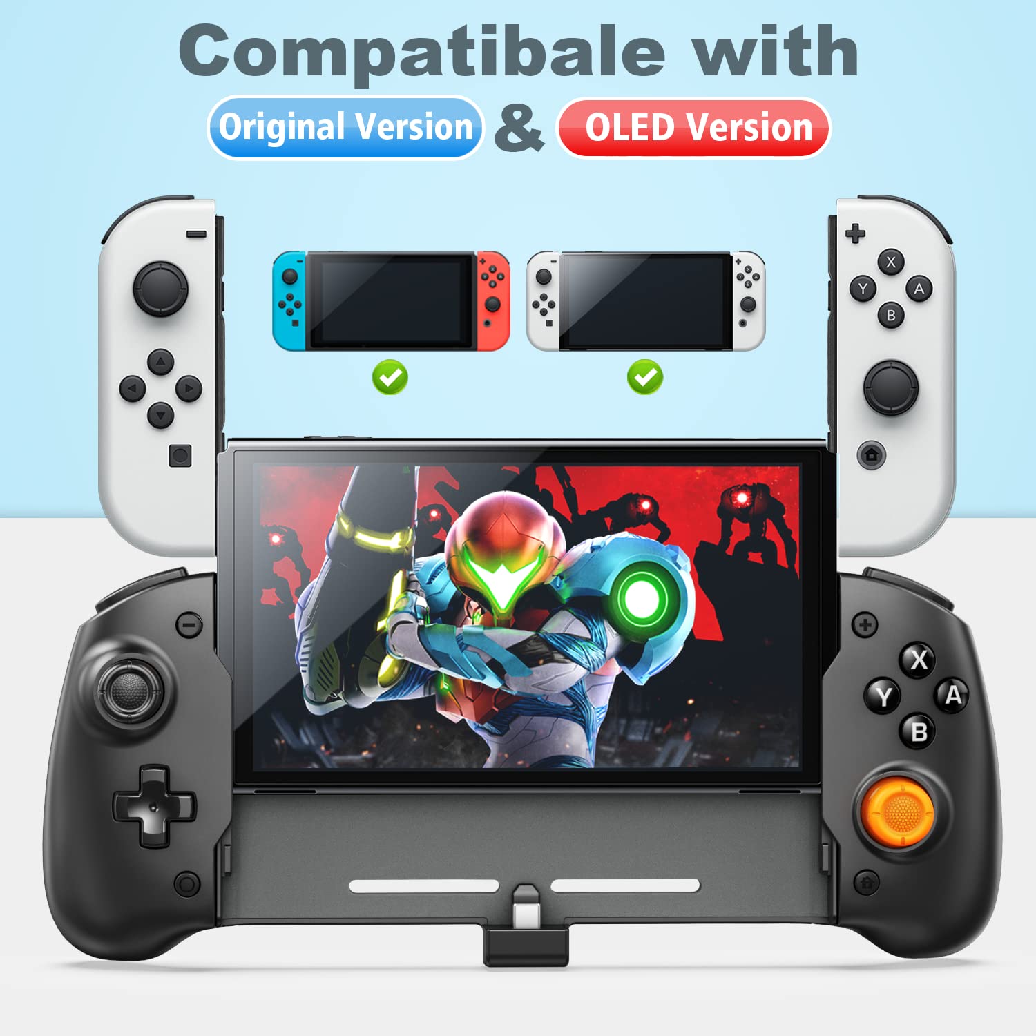 Switch OLED Grip Controller for Switch OLED Model, Switch Comfort Grip Ergonomic Controller Game pad with Back Button, Motion Control Compatible with Nintendo Switch OLED Model Handheld