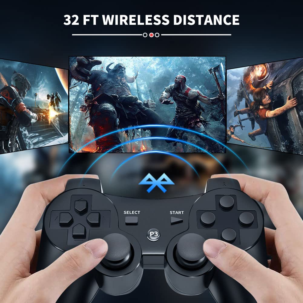 SUNOVO 2023 Upgraded Controller for PS3 Controller Wireless for Playstation 3 Controller Wireless for PS3 Wireless Controller for PS3 Remote (Black + Red)