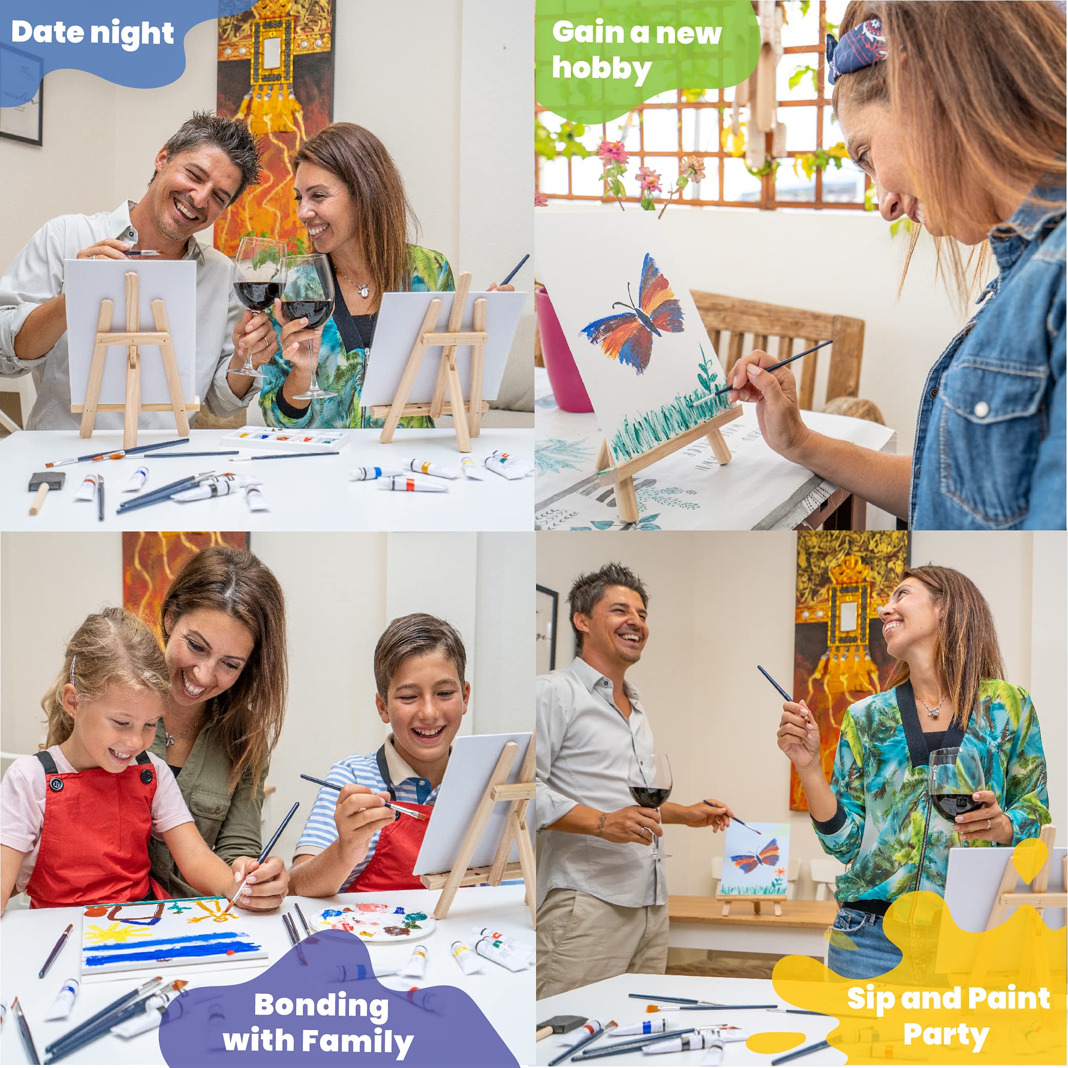 RISEBRITE Kids Art Set 25 Pcs β Deluxe Acrylic Paint Set for Kids Includes Non Toxic Paint, Tabletop Easel, Paint Brushes, Canvas, Painting Pad