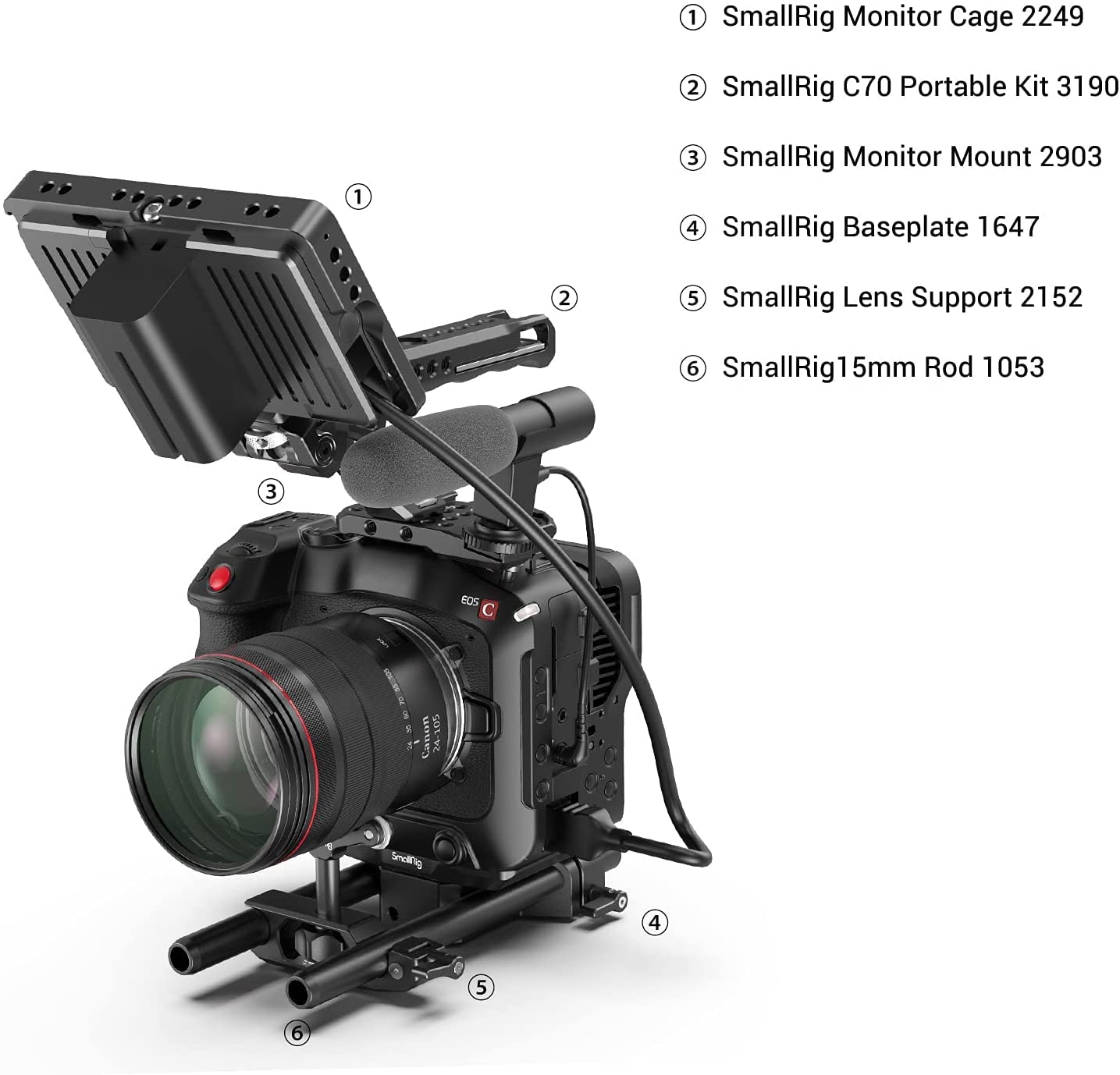 SmallRig C70 Portable Kit with 1/4 and 3/8 Threaded Holes for Canon C70 3190