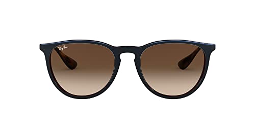 Ray-Ban RB4171 Erika Round Sunglasses, Mirror Blue On Light Brown/Brown Gradient Dark Brown, 54 mm