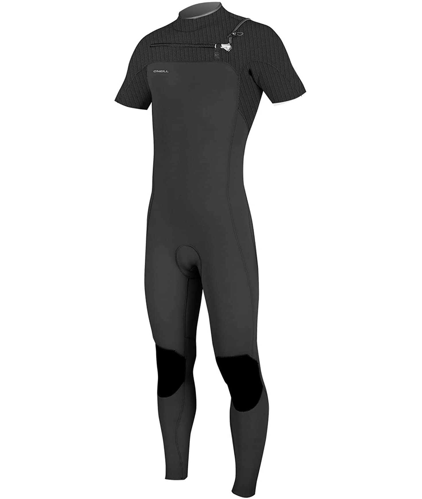 O'Neill Men's Hyperfreak 2mm Chest Zip Short Sleeve Full Wetsuit, Black, Medium Tall