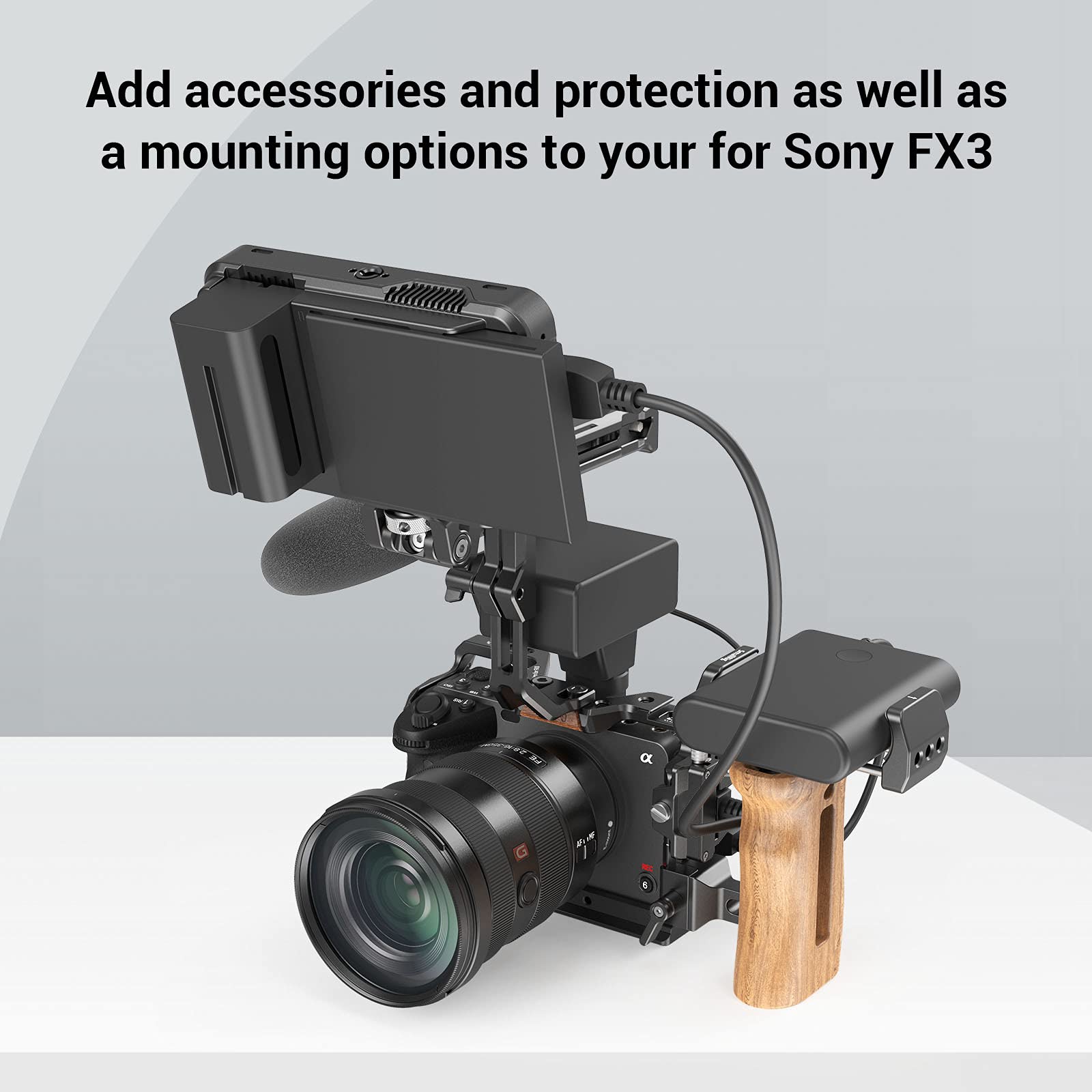 SMALLRIG Full Camera Cage for Sony FX3 (ILME-FX3) / FX30 with Cable Clamp for HDMI, Cold Shoe & NATO Rail - 3277