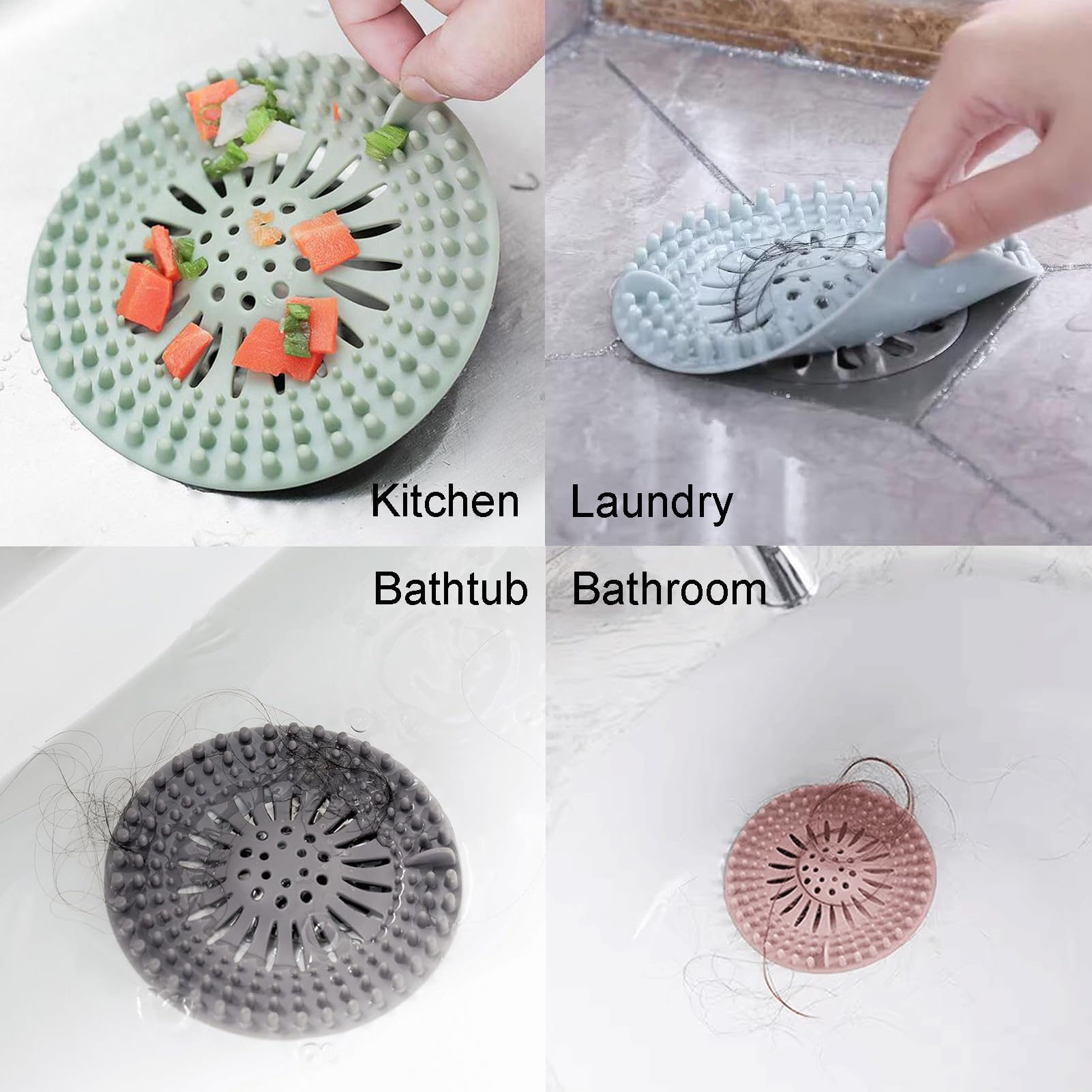 Shower Drain Hair Catcher Durable Silicone Hair Stopper Shower Drain Covers Easy to Install and Clean Suitable for Bathroom Bathtub Tub and Kitchen 5 Pack