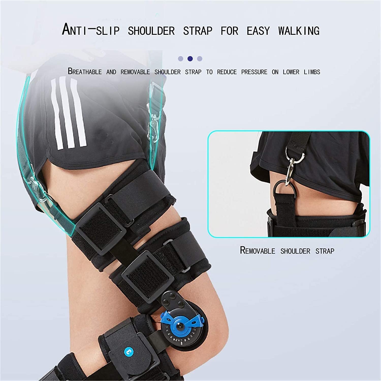 TSUSF Articulated Knee Brace With Splint Knee Joint Fixation Brace Orthosis For Arthritis Postoperative Knee Injury Recovery (Size : Large)
