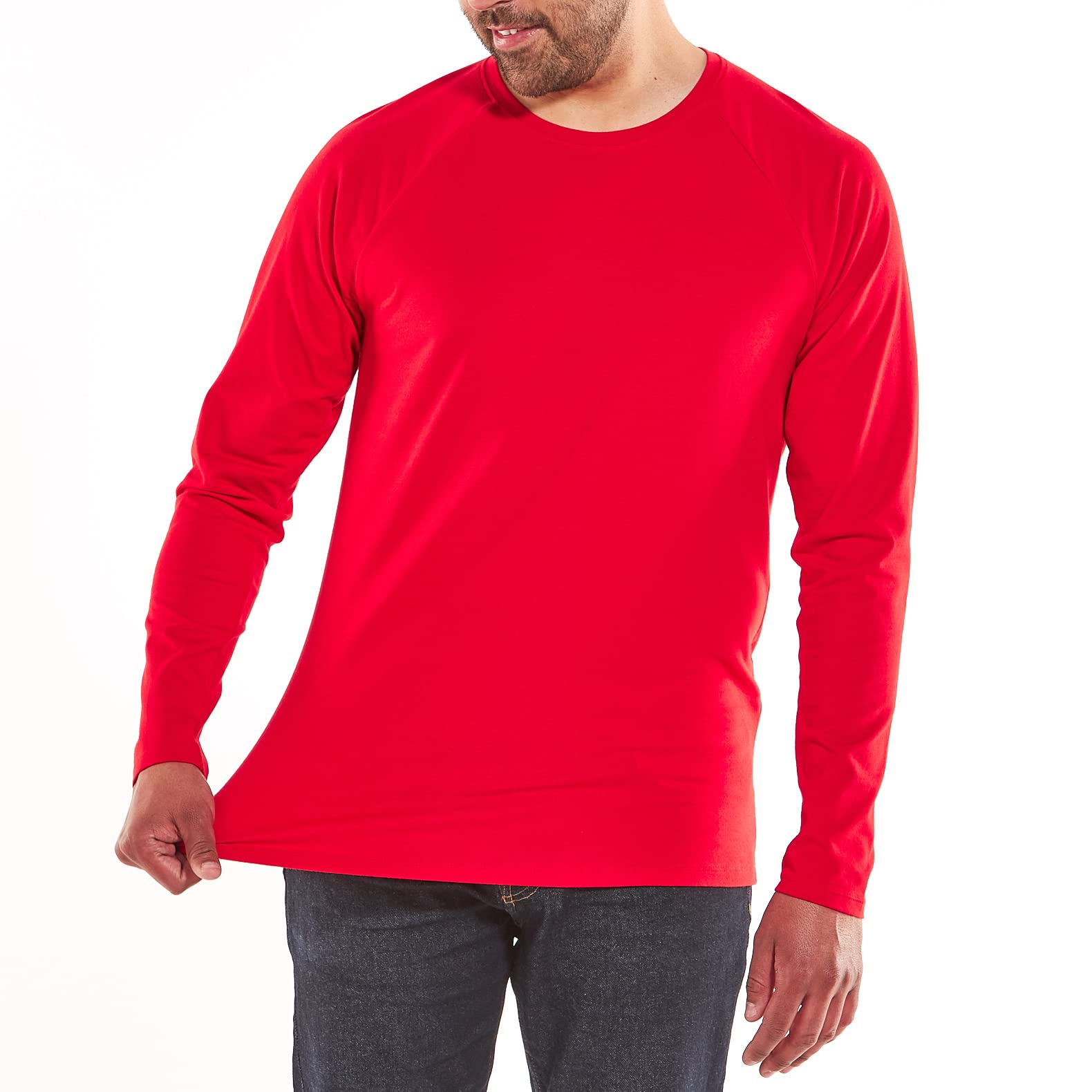 SUNTECT UPF50+ Sun Protective Performance Apparel for Outdoor Workers β Contractor Mid-Weight Long Sleeve Tee (Fire, X-Large)