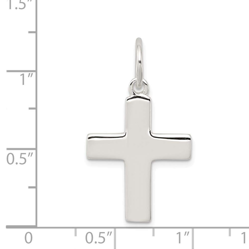 Solid 925 Sterling Silver Latin Cross Charm Pendant - 29mm x 27mm