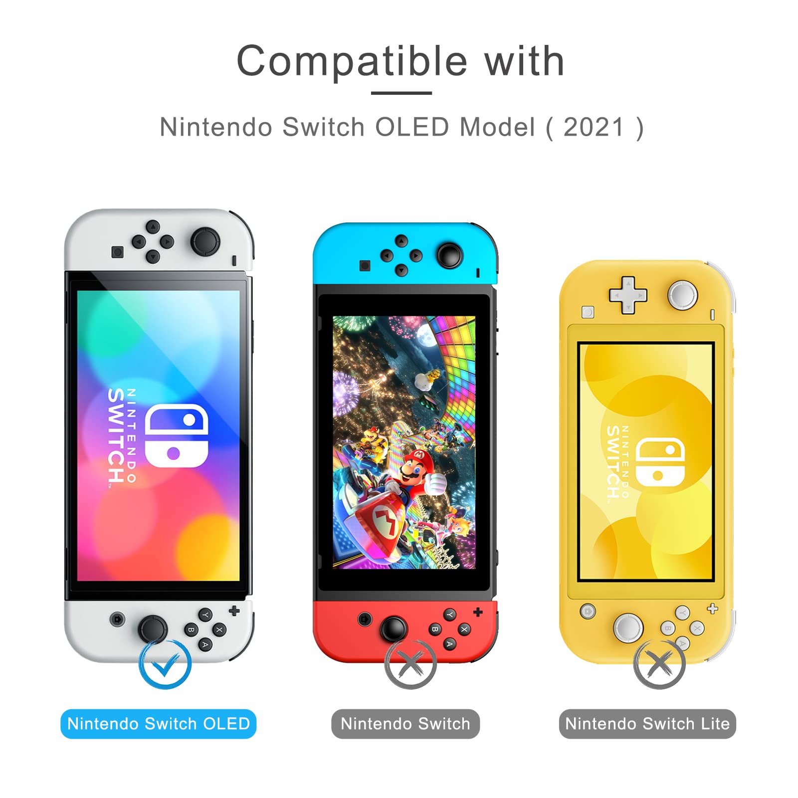 Switch OLED Grip, AKNES Switch OLED Console Folding Handle Grips Case with 4 Game Cards Store Slot, Comfort Ergonomic Handle Case for N-Switch OLED Model(2021) White