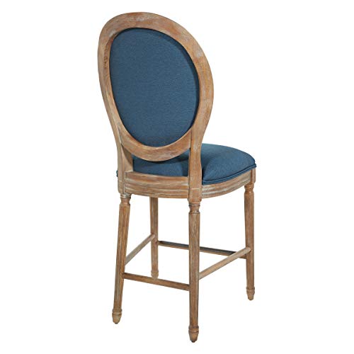 OSP Home Furnishings Lillian Counter Stool with Azure Fabric in Brushed Frame K/D 26"
