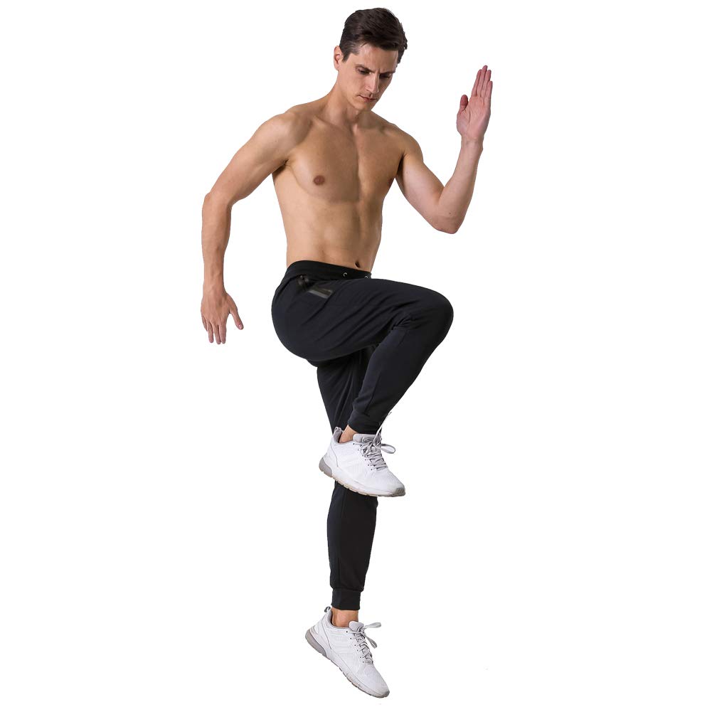 PIDOGYM Men's Slim Jogger Pants,Tapered Sweatpants for Training, Running,Workout with Elastic Bottom Black