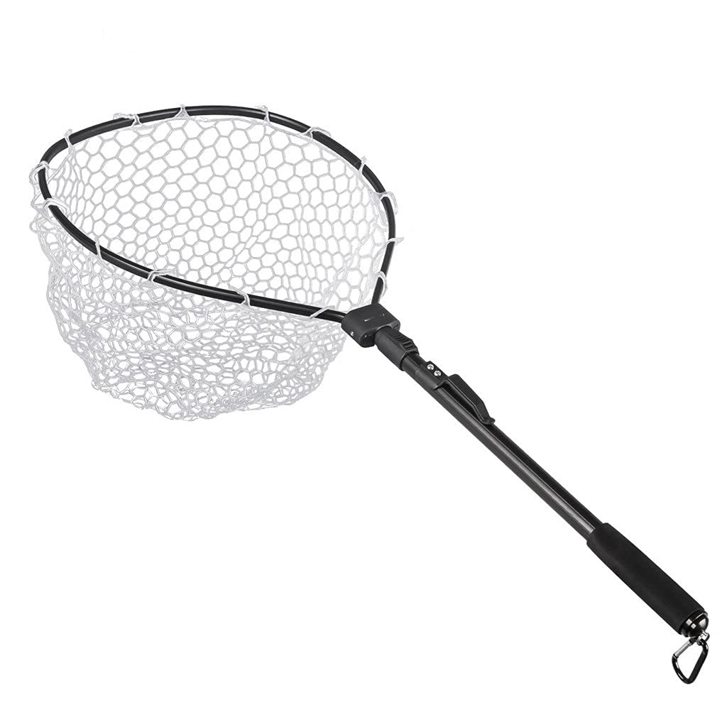 ZYZMH Folding Fishing Landing Net Cast Fish Carp Rubber Coated Net Network Fly Fishing Work Tool Portable Fishing Dip Net Rod