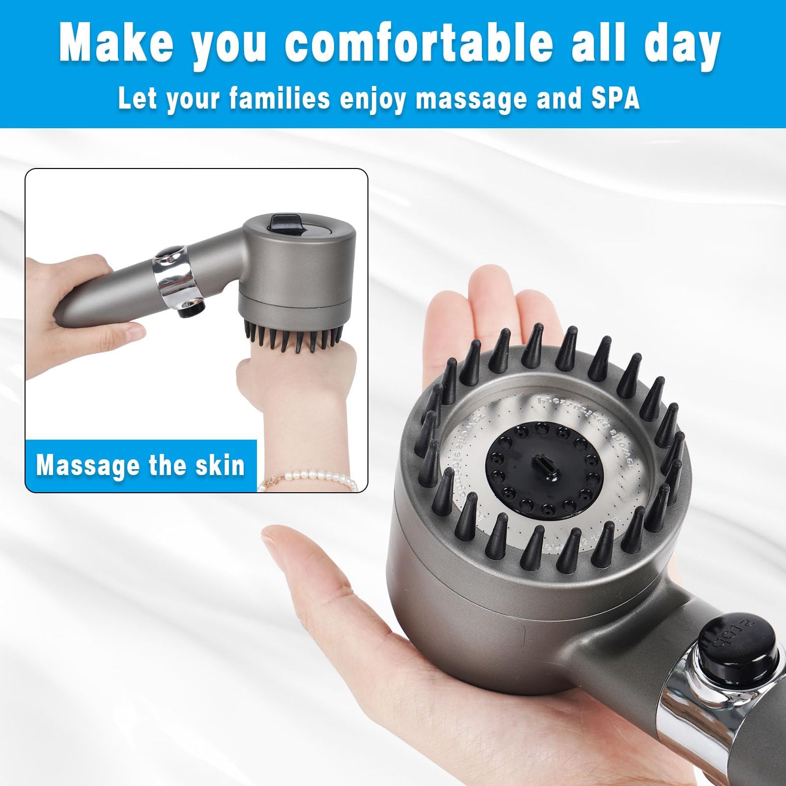 Shower heads with handheld spray combo,High pressure shower heads,Shower head filters,3 Modes Filtered shower head with hose 60'',Bracket,Rubber Washers,Apartment must haves