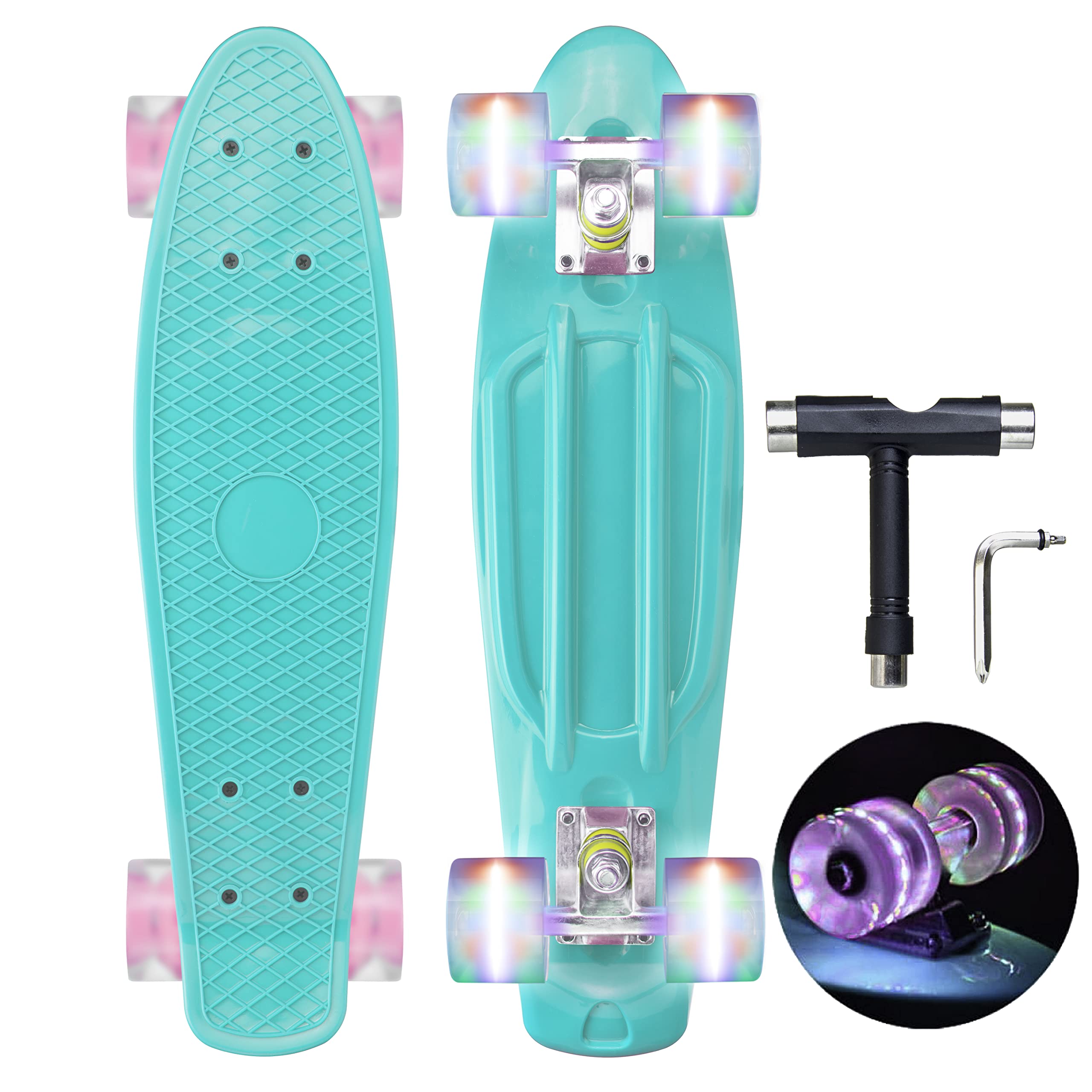 Skateboards Complete 22" Mini Cruiser Skateboard for Kids Boys Youths Beginners (7)