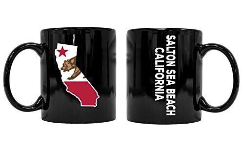 R and R Imports Salton Sea Beach California Souvenir Black Ceramic Coffee Mug 2 Pack (Black).