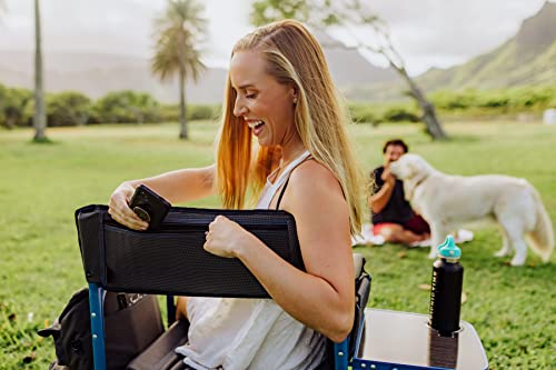 ONIVA - a Picnic Time Brand Fusion Original Design Outdoor Folding Chair, Gray with Blue Frame, 33 x 7 x 21