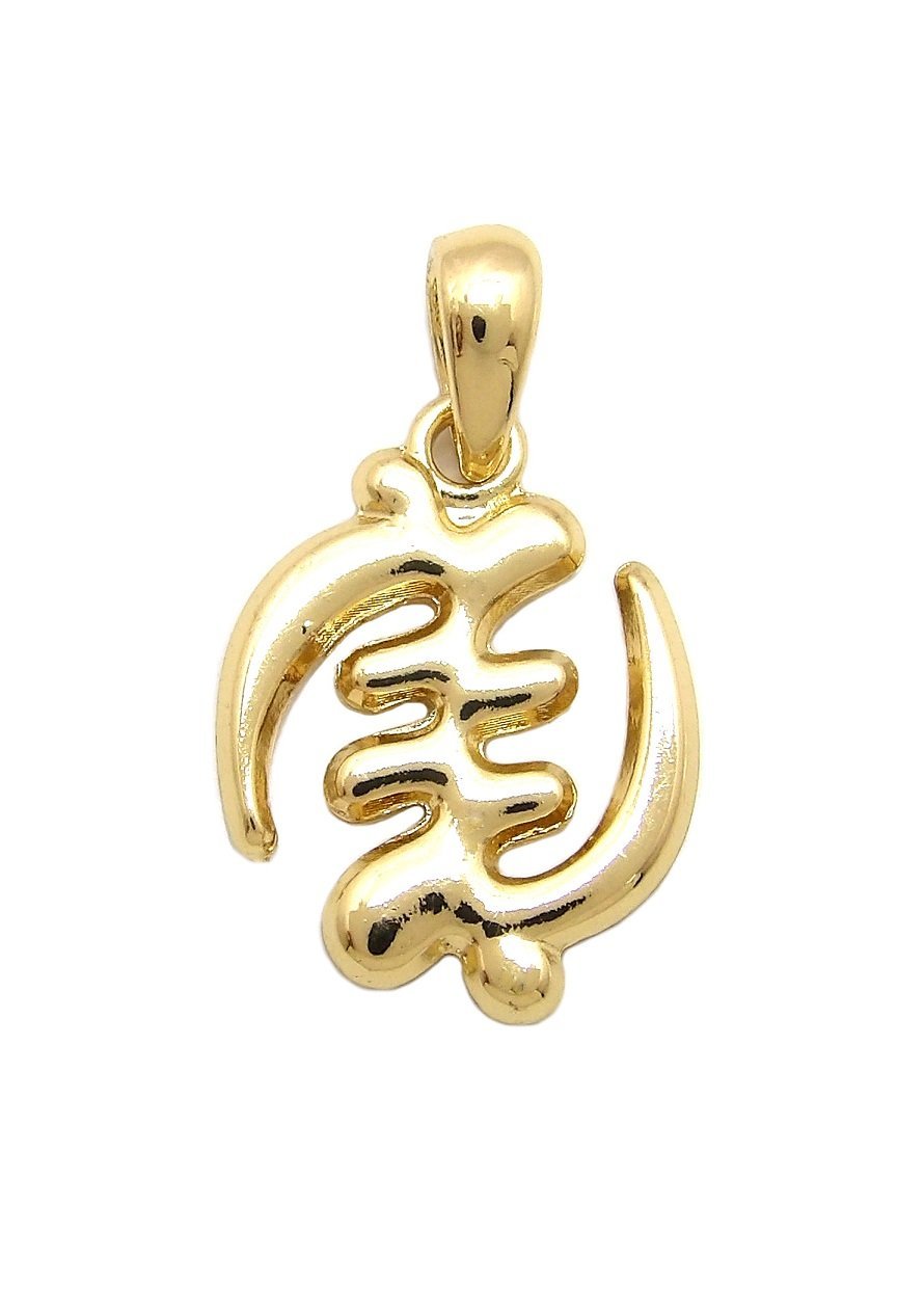 NYFASHION101 Polished Adinkra Symbol Gye Nyame Micro Pendant for Necklace in Gold-Tone