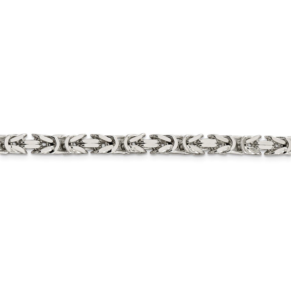 Solid 925 Sterling Silver 5mm Square Byzantine Chain Necklace - with Secure Lobster Lock Clasp 20"
