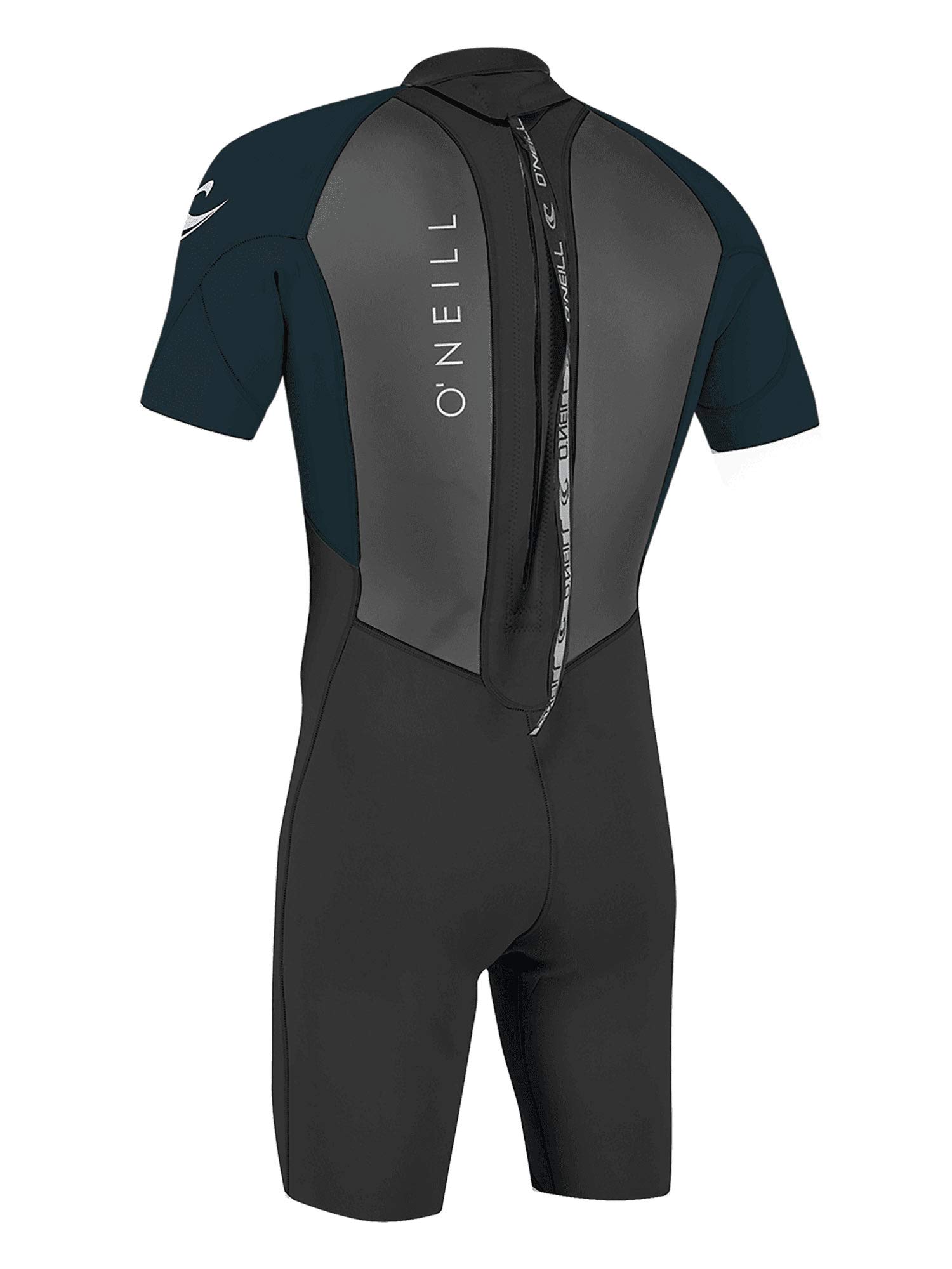 O'Neill Wetsuits Men's Reactor-2 2mm Back Zip Short Sleeve Spring Wetsuit, Black/Slate, XLS