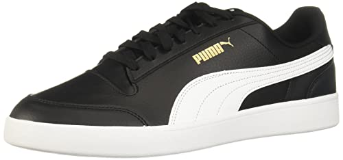 PUMA Mens Shuffle Sneaker, PUMA Mens Black-PUMA Mens White-PUMA Mens Team Gold, 10.5